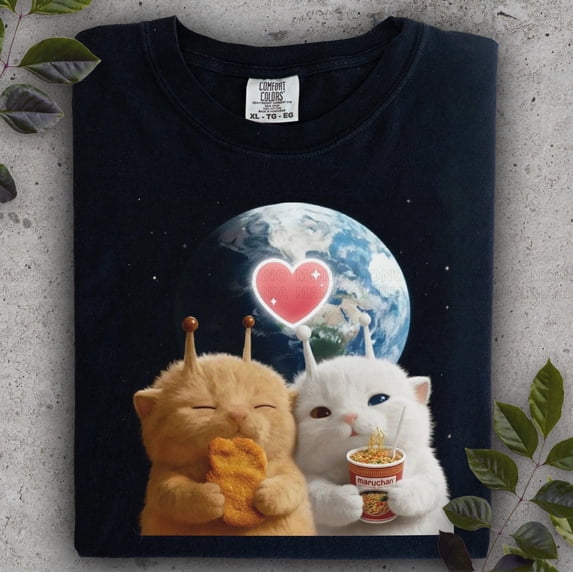 Alien cat Space cat ramen Chiki nuggy chicken nugget silly cat meme ...