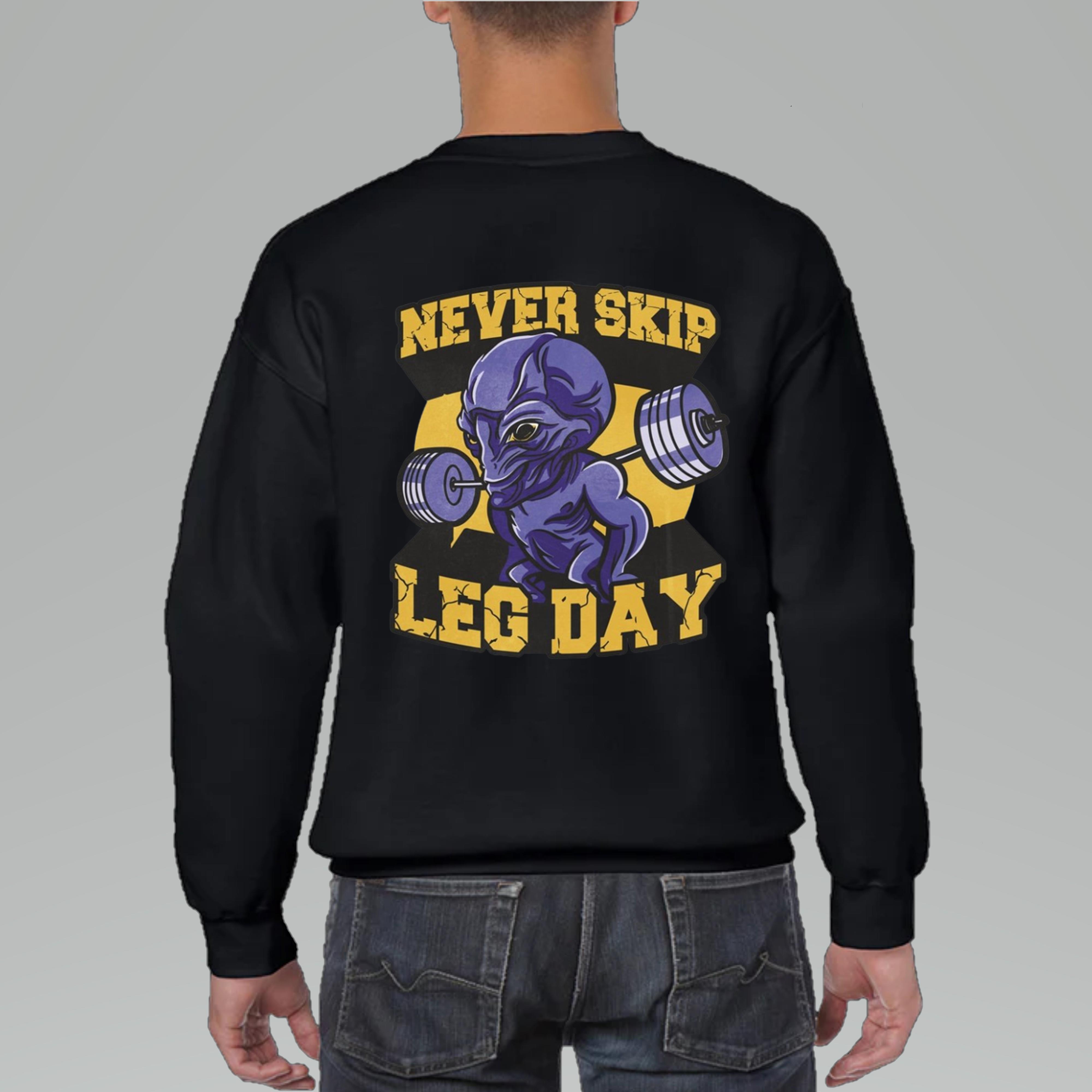 Alien creature in the gym design on a Sweatshirt, featuring a muscular ...