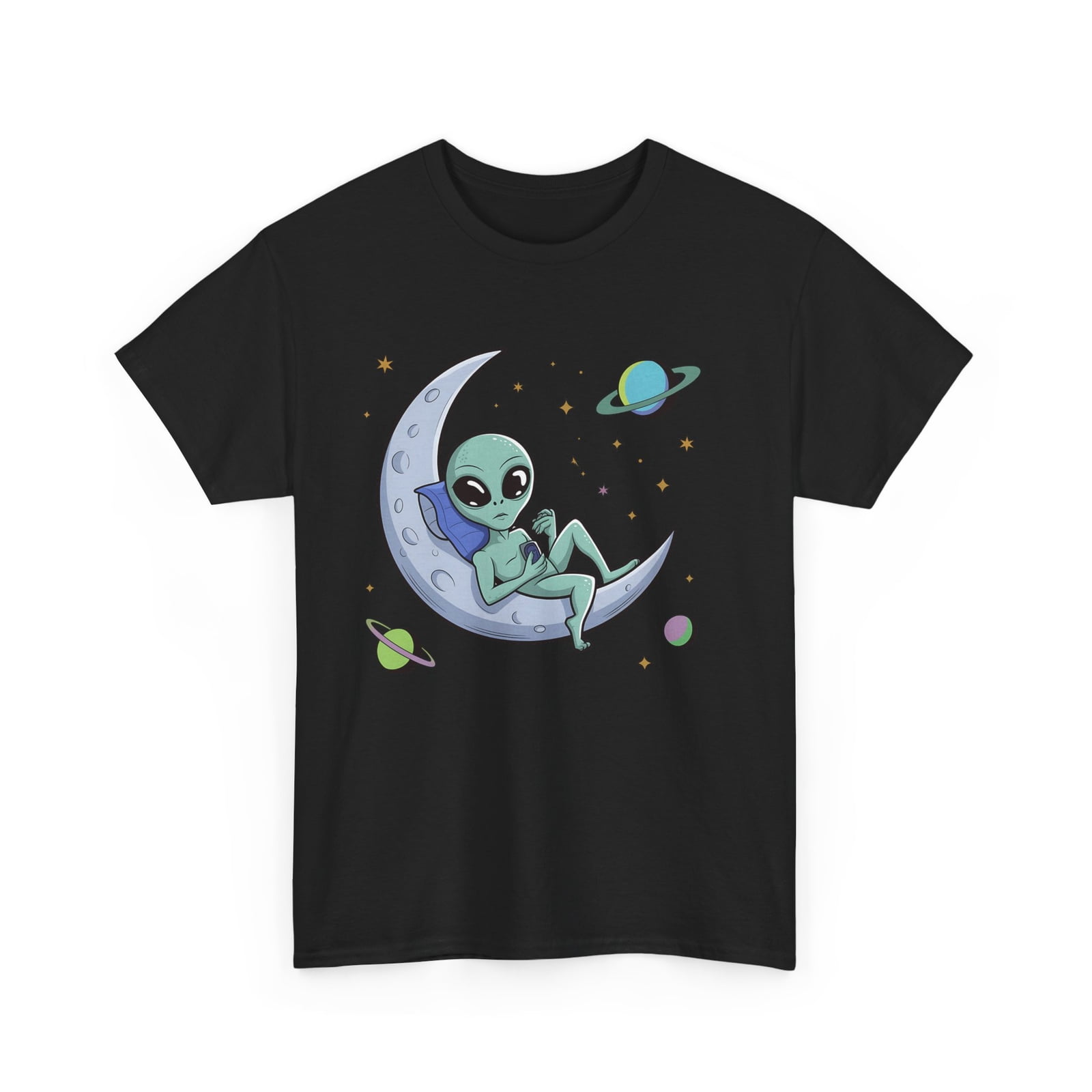 Alien on Moon Shirt | UFO Space Tee | Alien Graphic T-Shirt | Sci-Fi ...