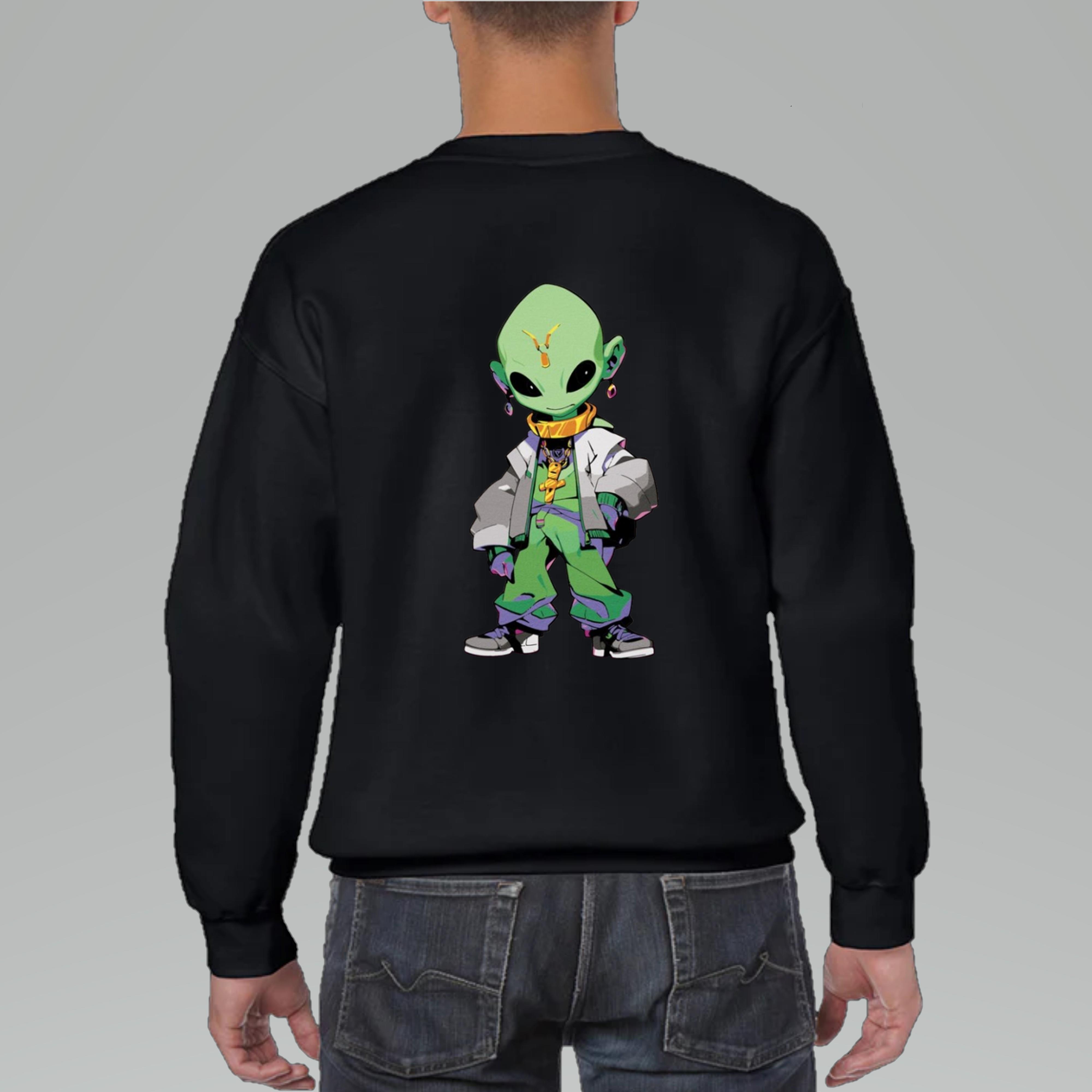 Alien rapper design on a Sweatshirt, featuring a cool alien wearing a ...