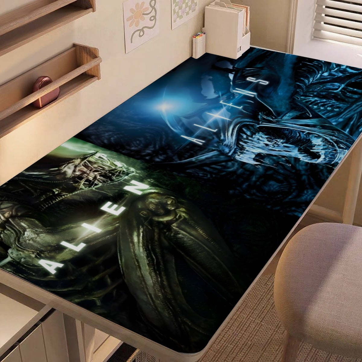 Alien-themed extra-large Non-Slip Base leather Desk Table mat—versatile ...