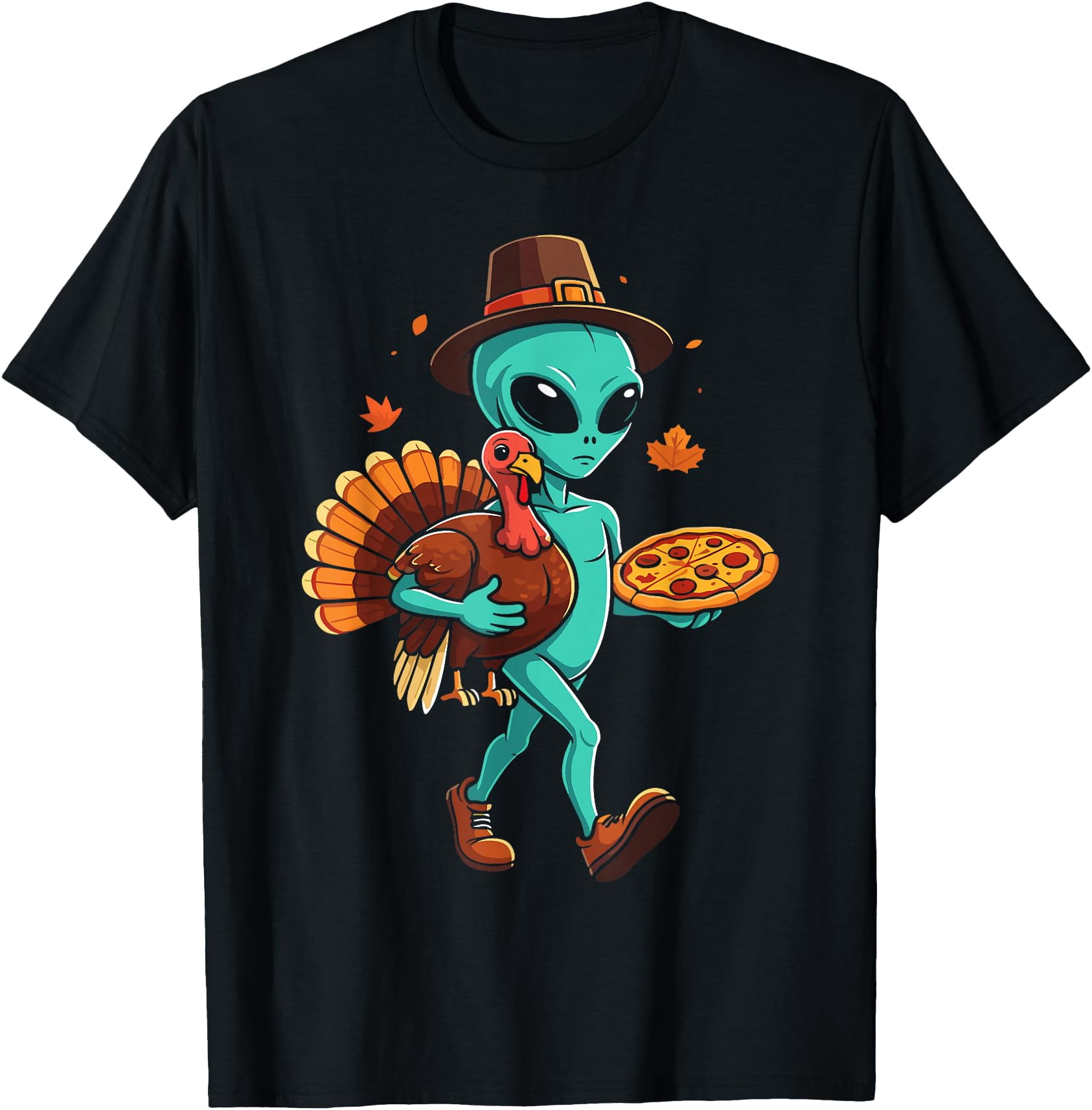 Alien turkey pizza thanksgiving day fall alien pilgrim T-Shirt ...
