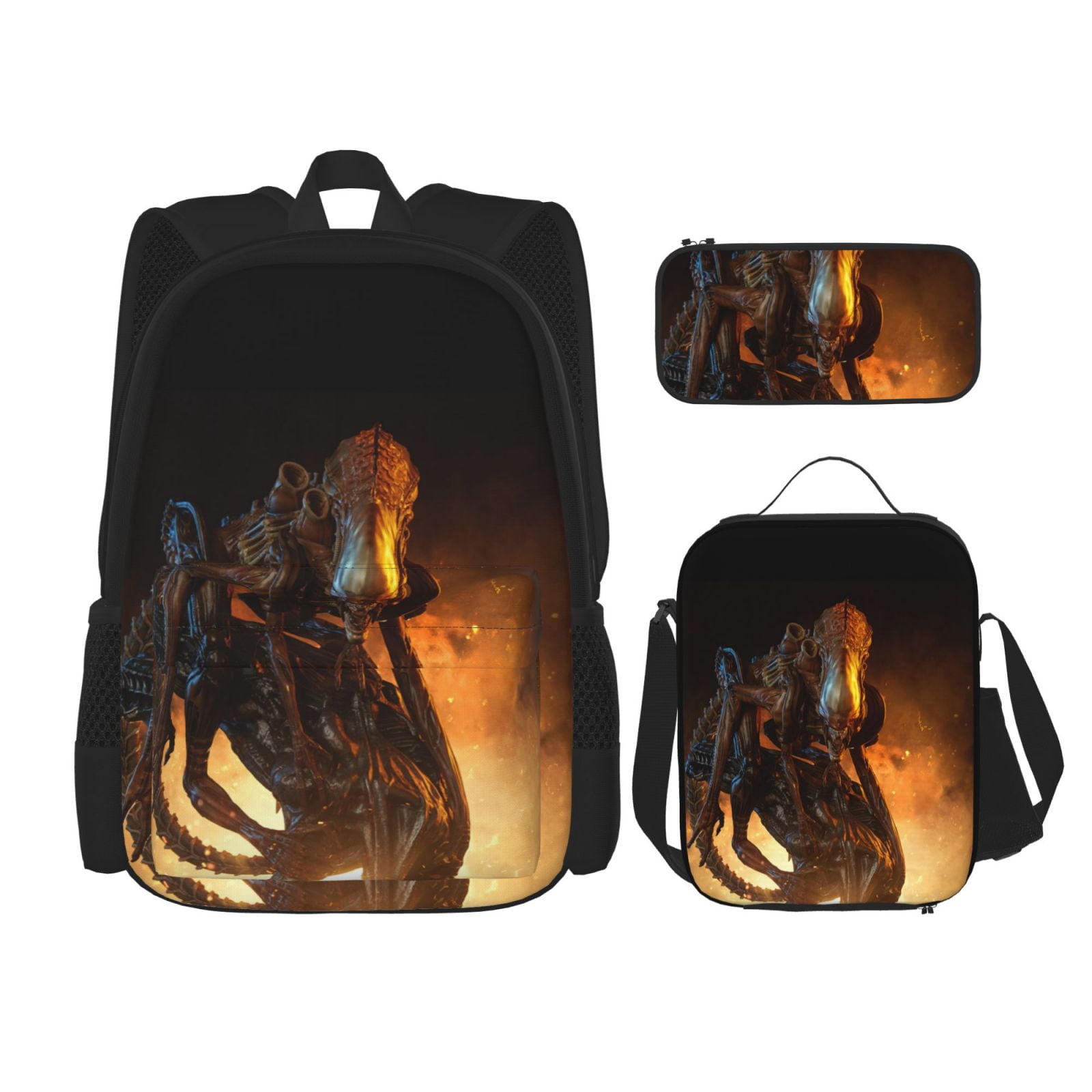 Alien vs Predator Cute Backpack Daypack for Hiking Anime Bag Notebook ...