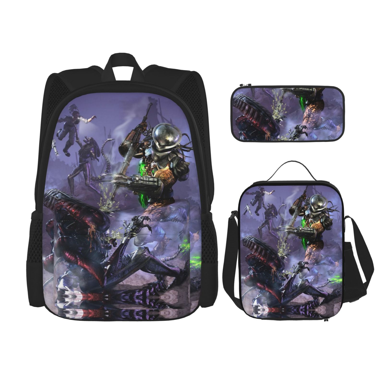 Alien vs Predator Cute Backpack Daypack for Work Anime Bag Notebook Bag ...