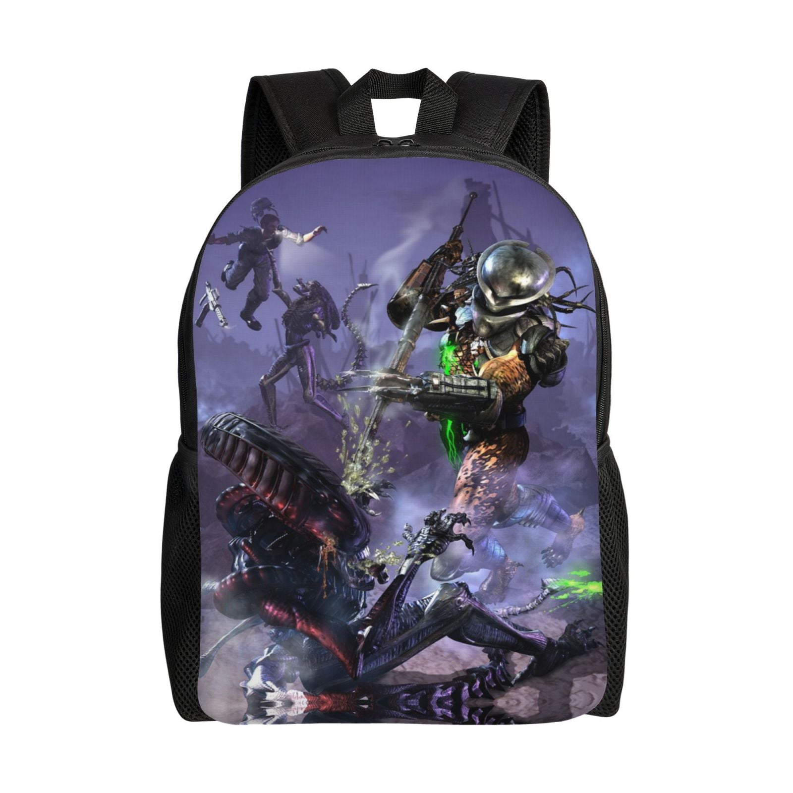 Alien vs Predator Funny Backpack Daypack for Camping Anime Bag Notebook ...