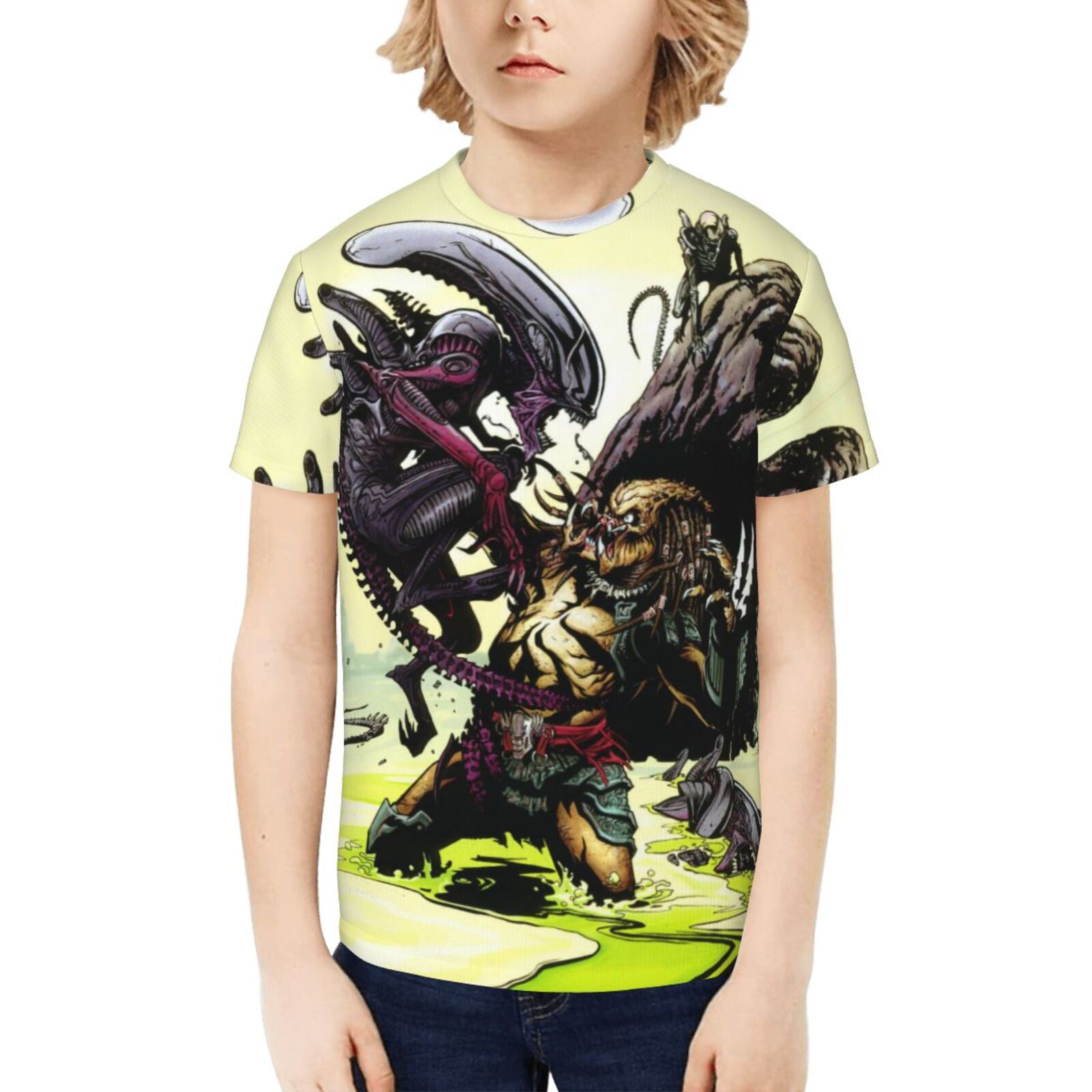 Alien vs Predator Unisex Youth Short Sleeve T-Shirts Fashion Sports ...