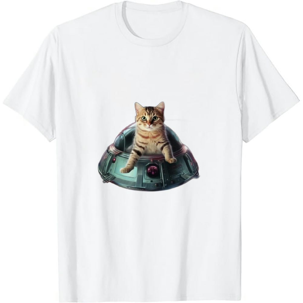 Aliens Abducting Cats Cat Kittens UFO Saucer Cat Lover Gifts T-Shirt ...