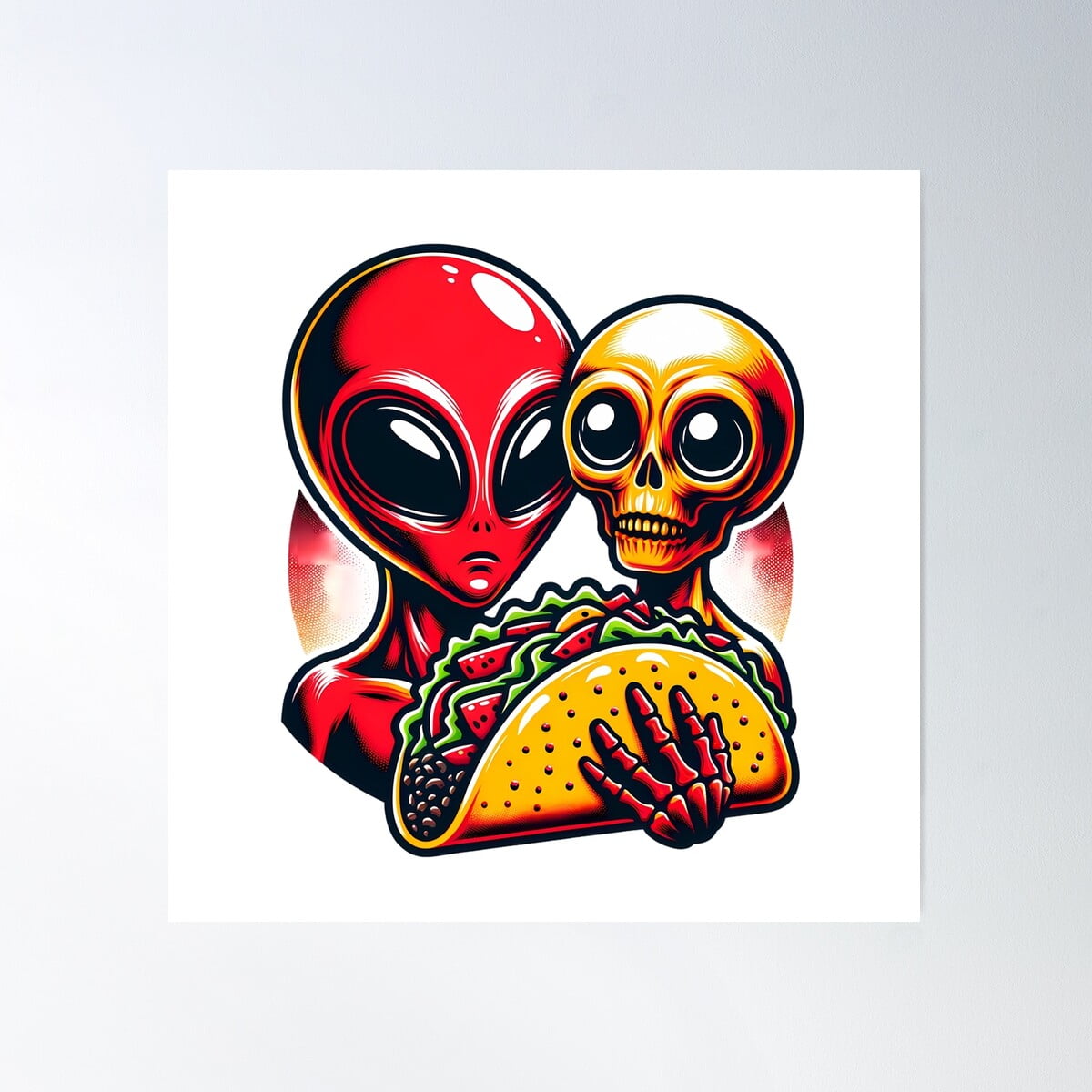 Aliens And Tacos Poster Wall Art, Modern Wall Decor For Living Room ...