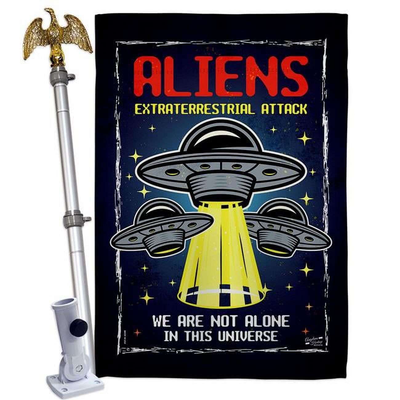 Aliens Attack Cosmos Space Creature 28 x 40 in. Double-Sided Decorative ...