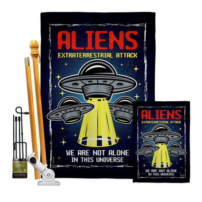 Aliens Attack Cosmos Space Creature 28 x 40 in. Double-Sided Decorative ...
