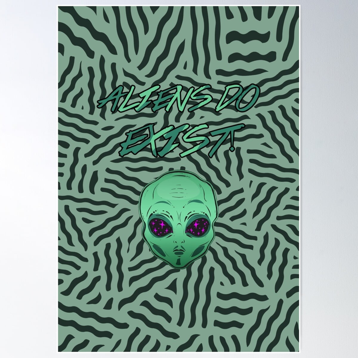 Aliens Do Exist Colorful Poster Wall Art, Modern Wall Decor For Living ...