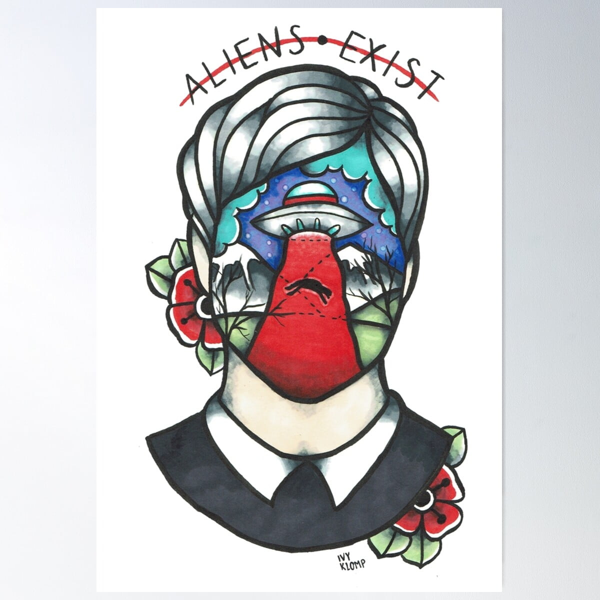 Aliens Exist 2 Poster Wall Art, Modern Wall Decor For Living Room ...