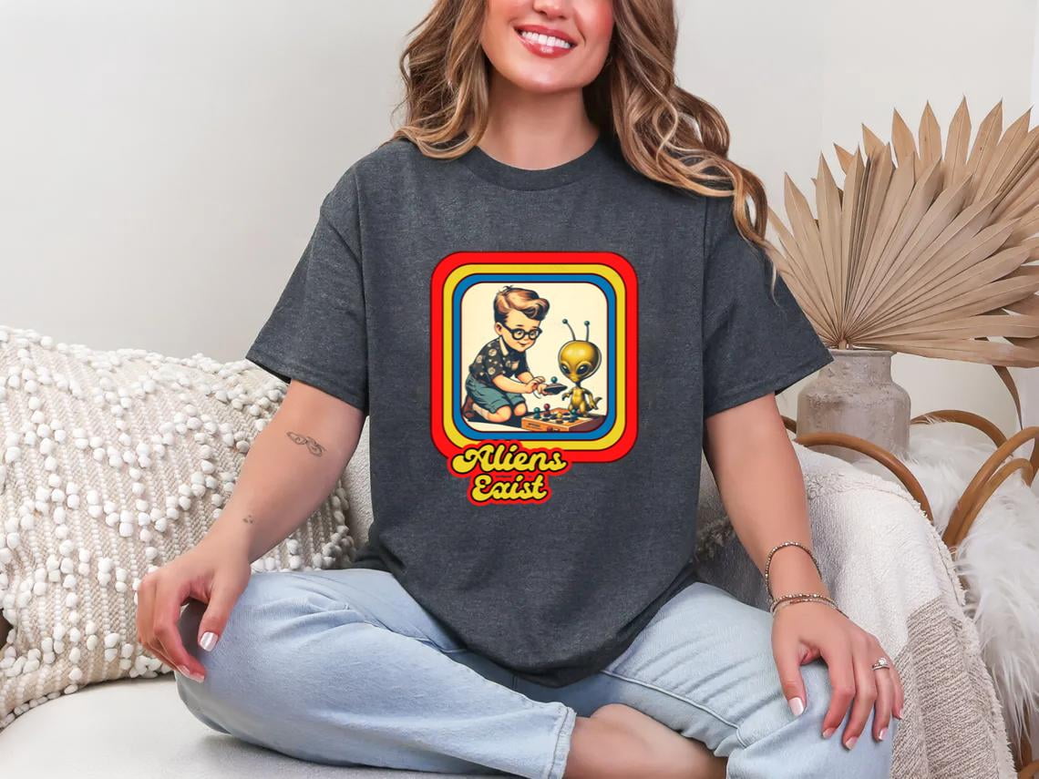 Aliens Exist UFO Sci-Fi Abduction Style T-Shirt, for men & women, up to ...
