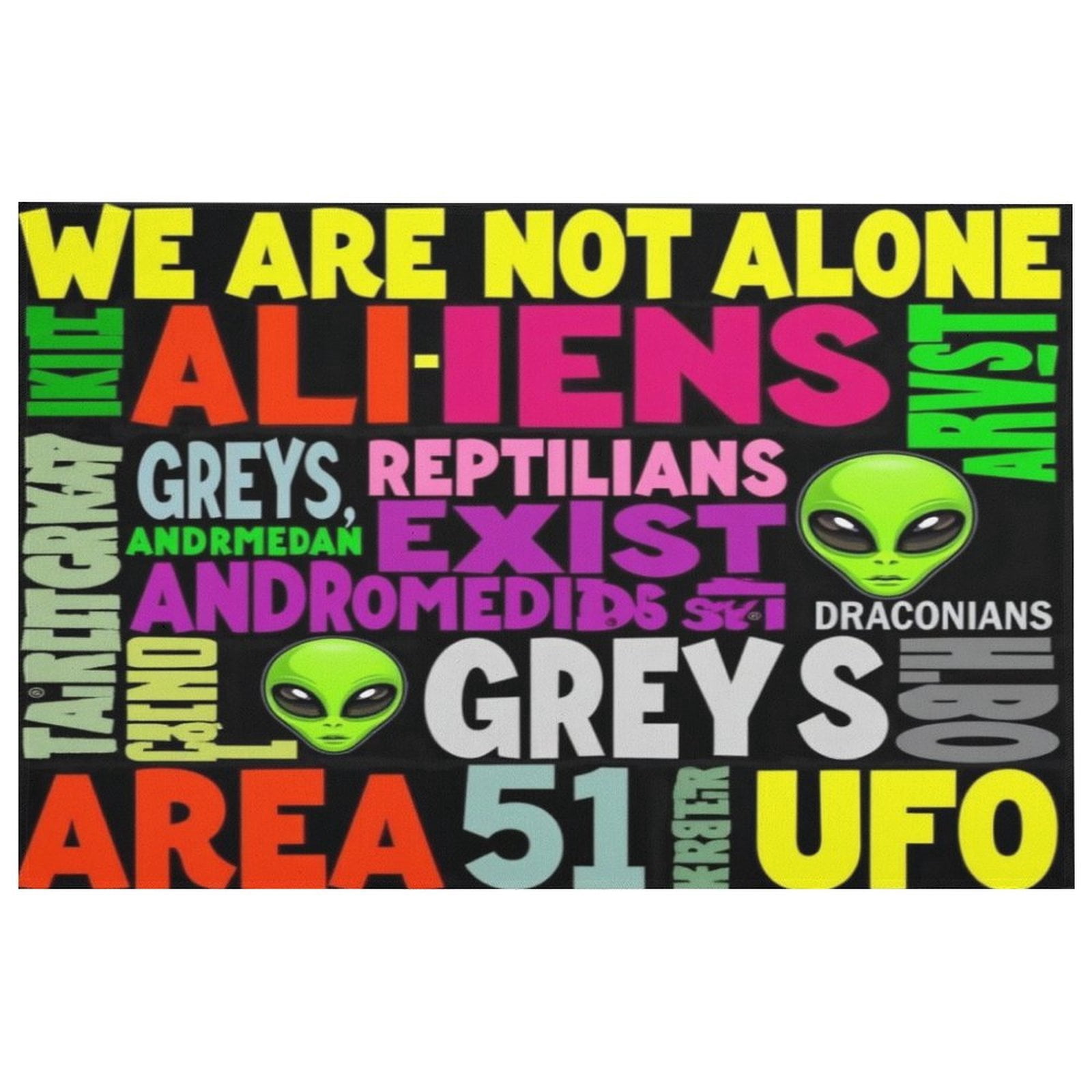 Aliens Exist UFOs Adult Home Decor Bedroom Living Room Crystal Velvet ...