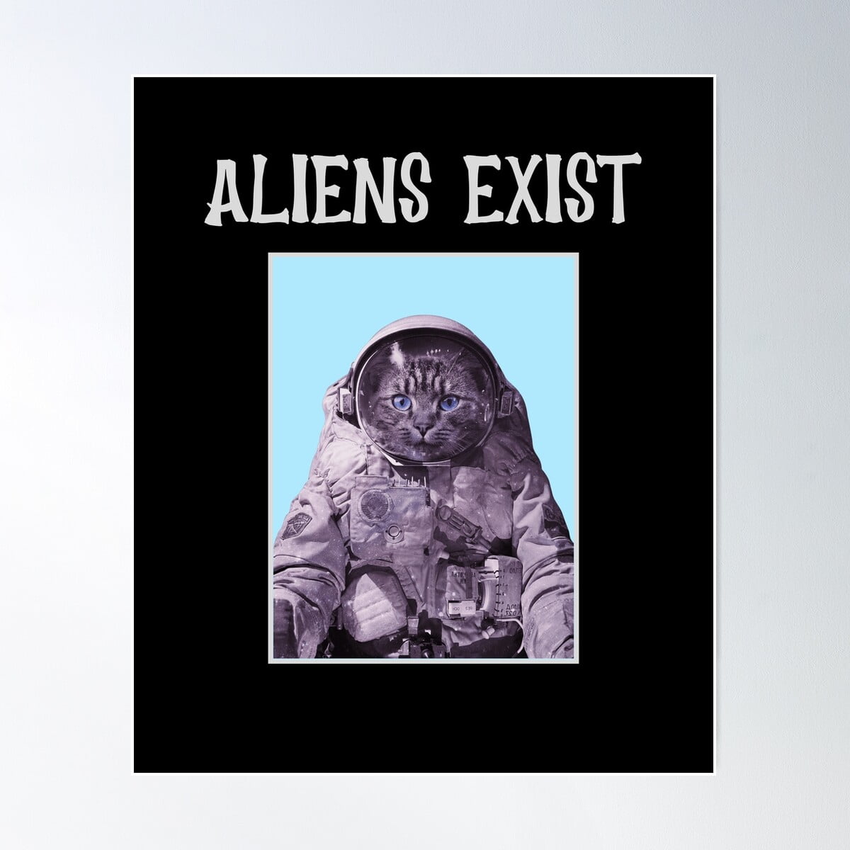 Aliens Exist Ufo Hunter Funny Cat Astronaut Poster Wall Art, Modern ...