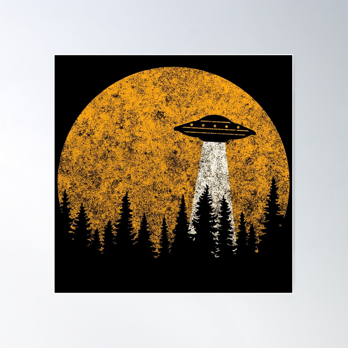 Aliens Explore Earth In The Wood, Funny Ufo Vintage Joke Poster Wall ...