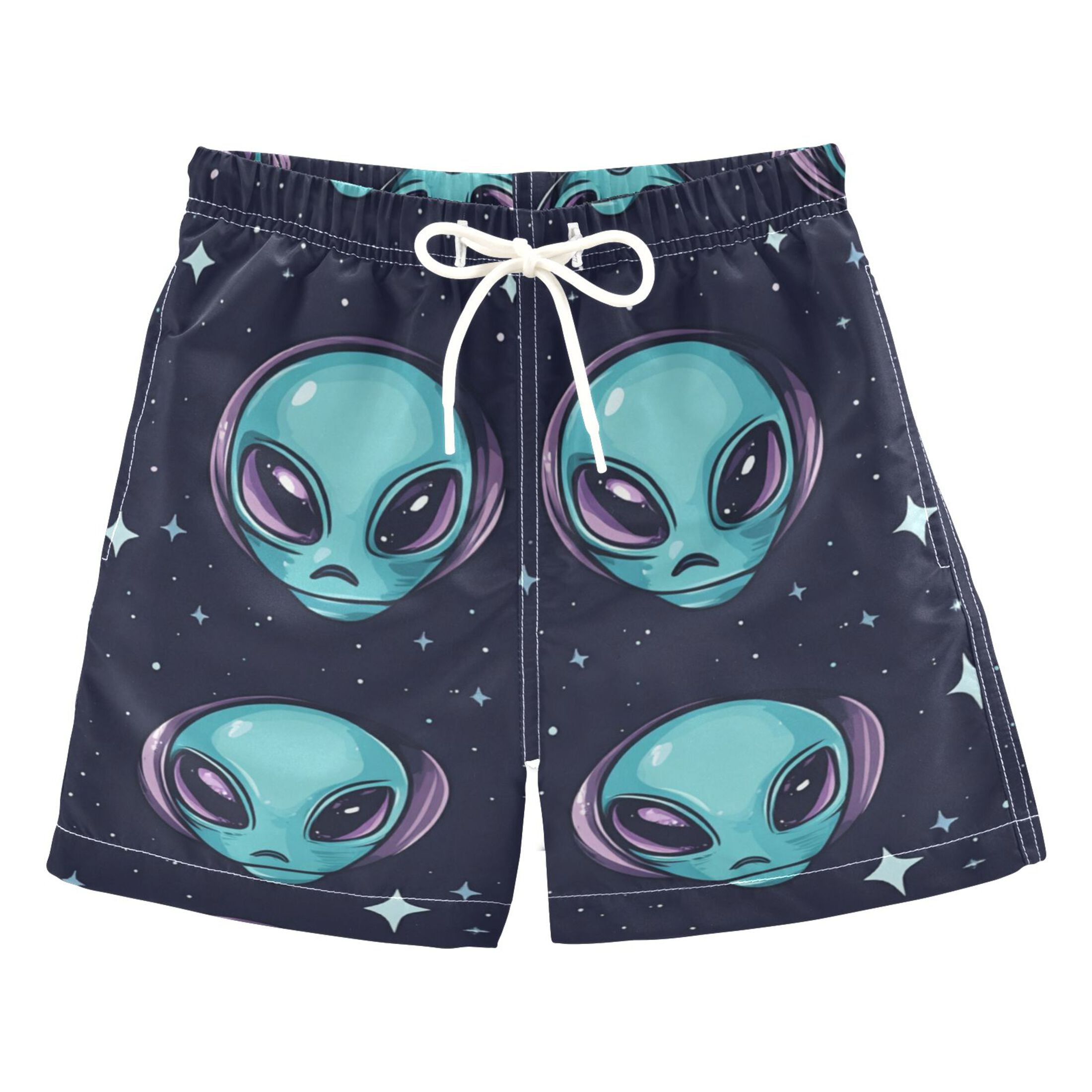 Aliens Faces Stars Boys' Swim Trunks Board Shorts Beach Pants Bathing ...