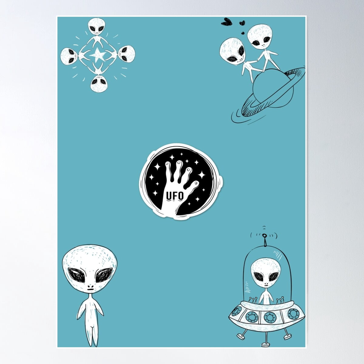 Aliens Galore Poster Wall Art, Modern Wall Decor For Living Room ...