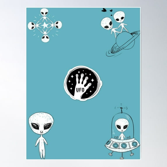 Aliens Galore Poster Wall Art, Modern Wall Decor For Living Room Bedroom, 24x36 UNFRAMED ...