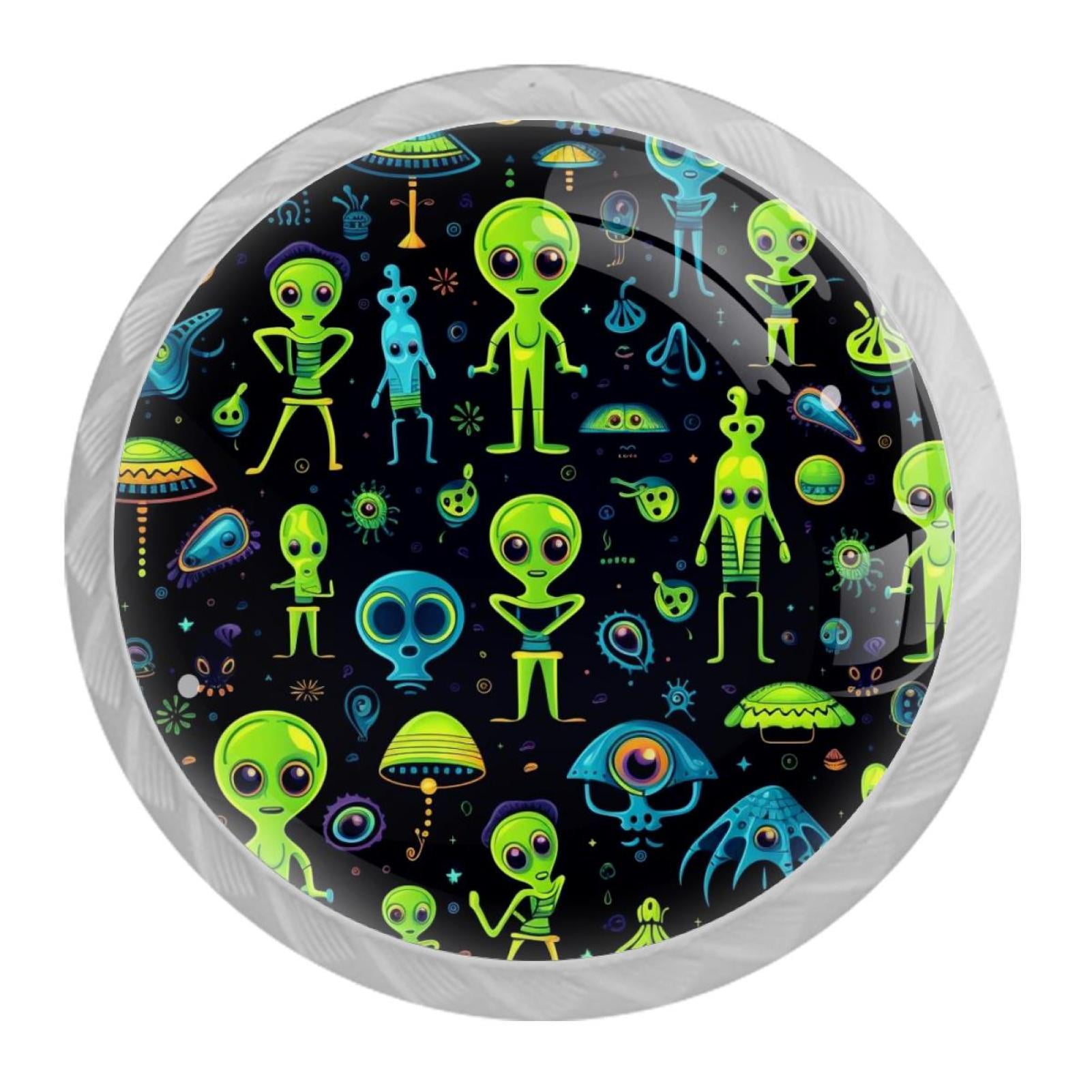 Aliens Green Cartoon Custom Drawer Knobs - Transparent Cabinet Knobs ...