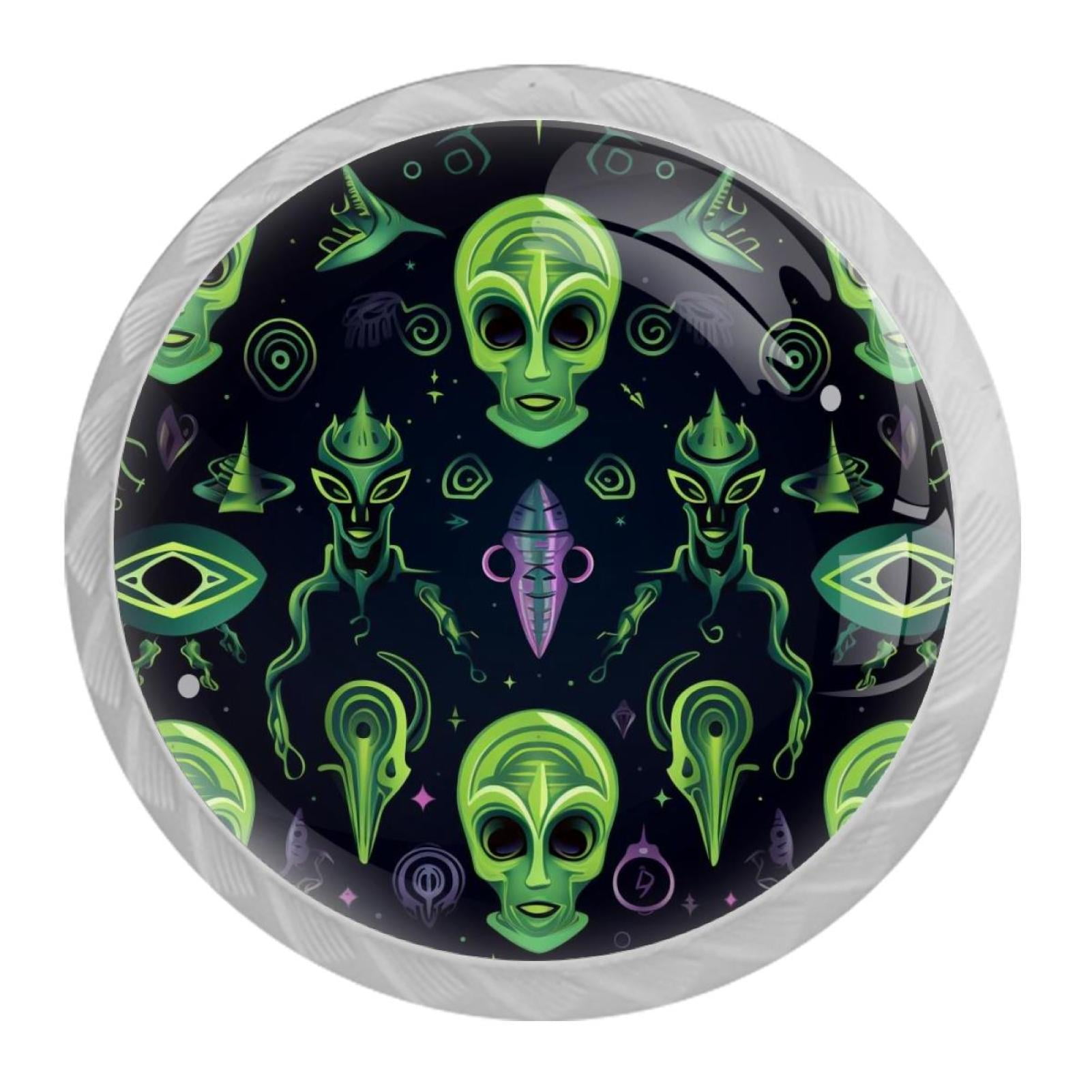 Aliens Green Drawer Knobs, 4 Piece Set Decorative Kitchen Knobs ...