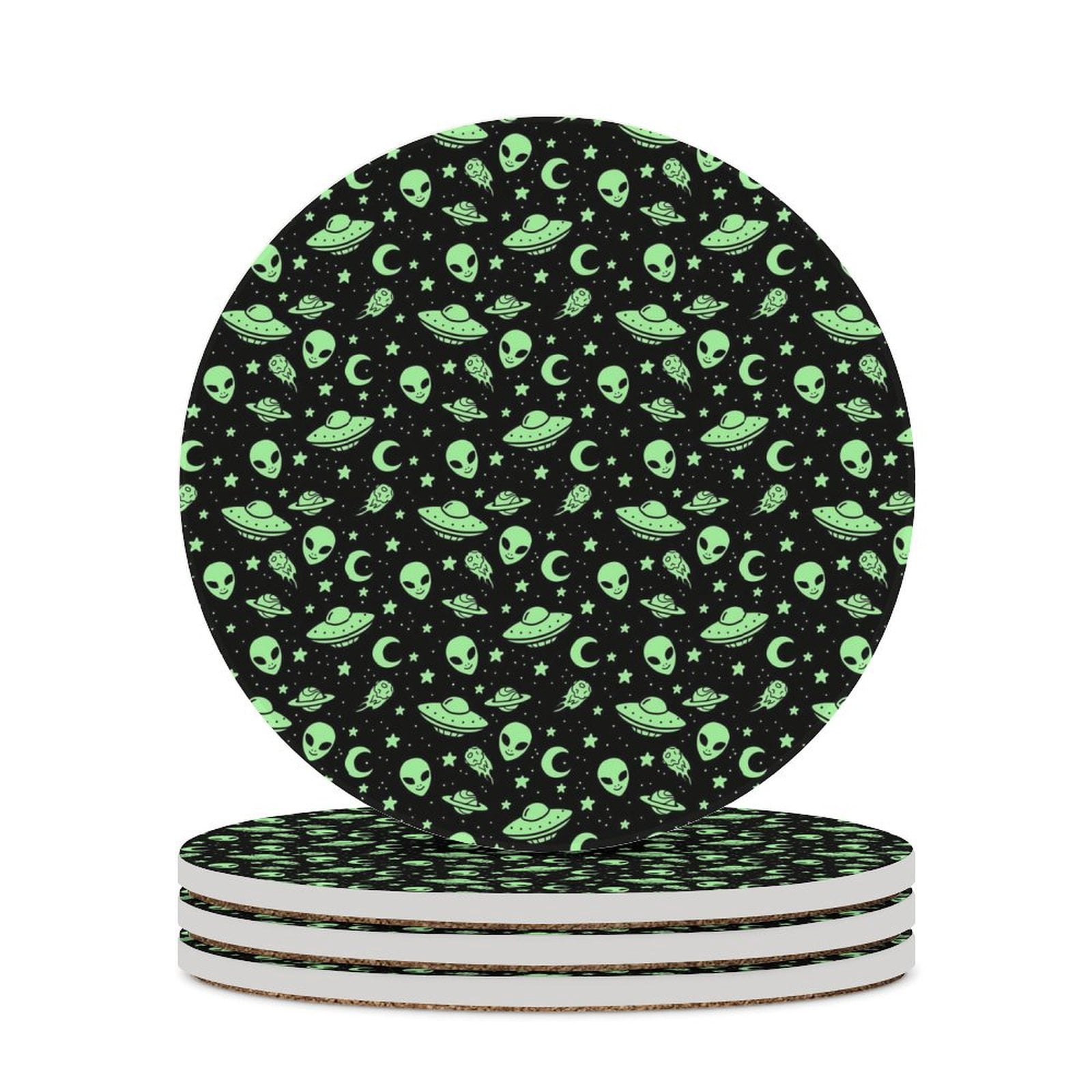 Aliens Hands UFO Space Ceramic Coasters Absorbent Coasters for Drinks ...