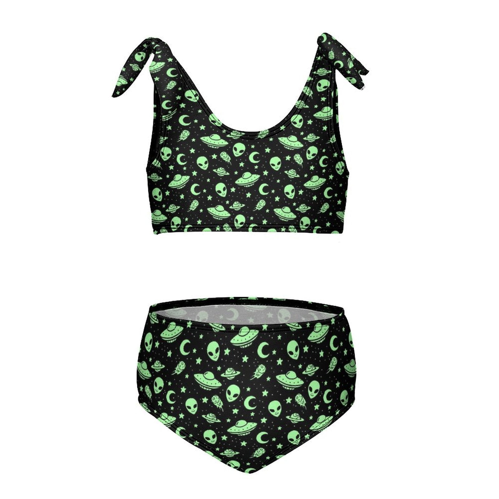 Aliens Hands UFO Space Girl's 2 Piece Bikini Set Beach Sport Swimsuit ...