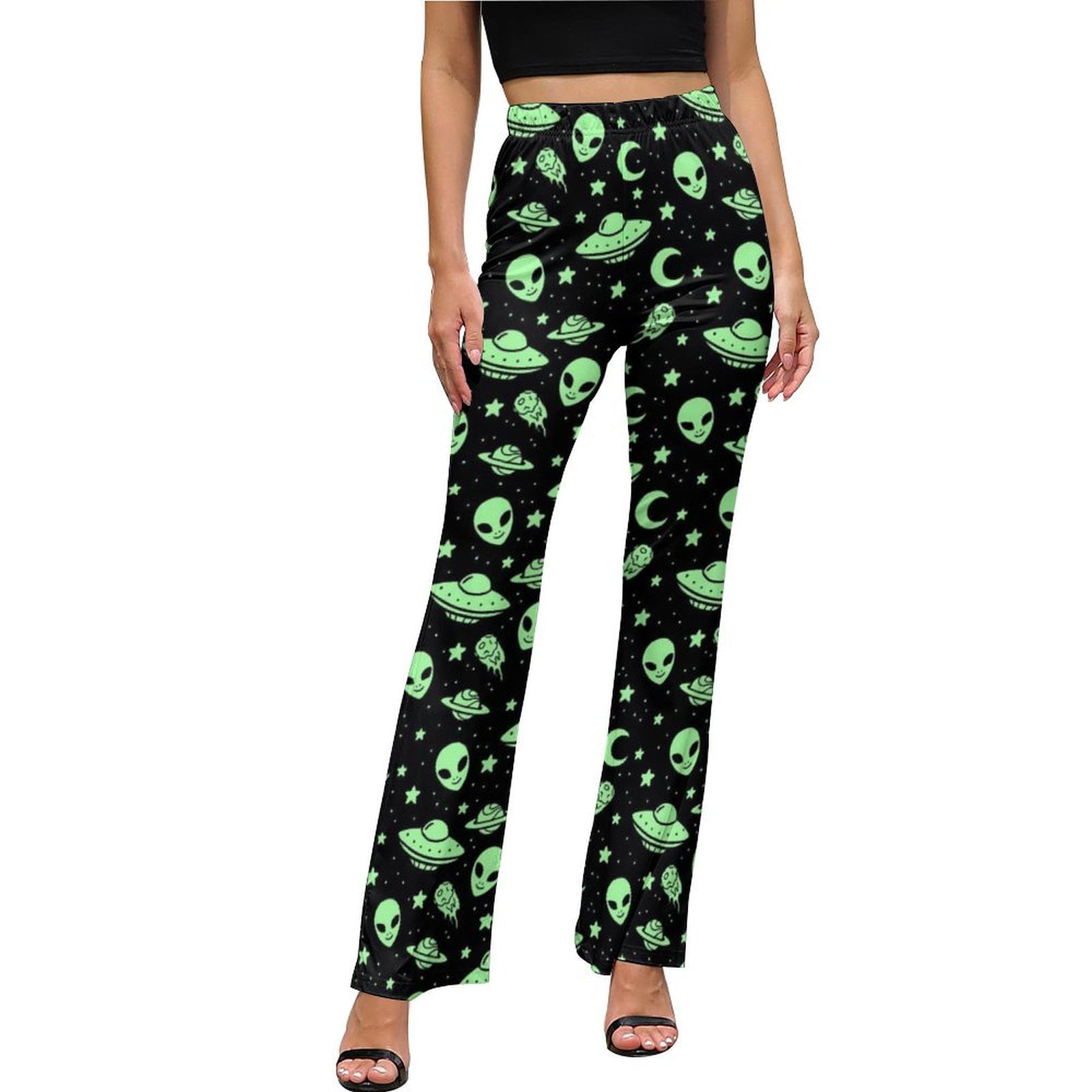 Aliens Hands UFO Space High Waisted Casual Flared Trousers Summer Home ...