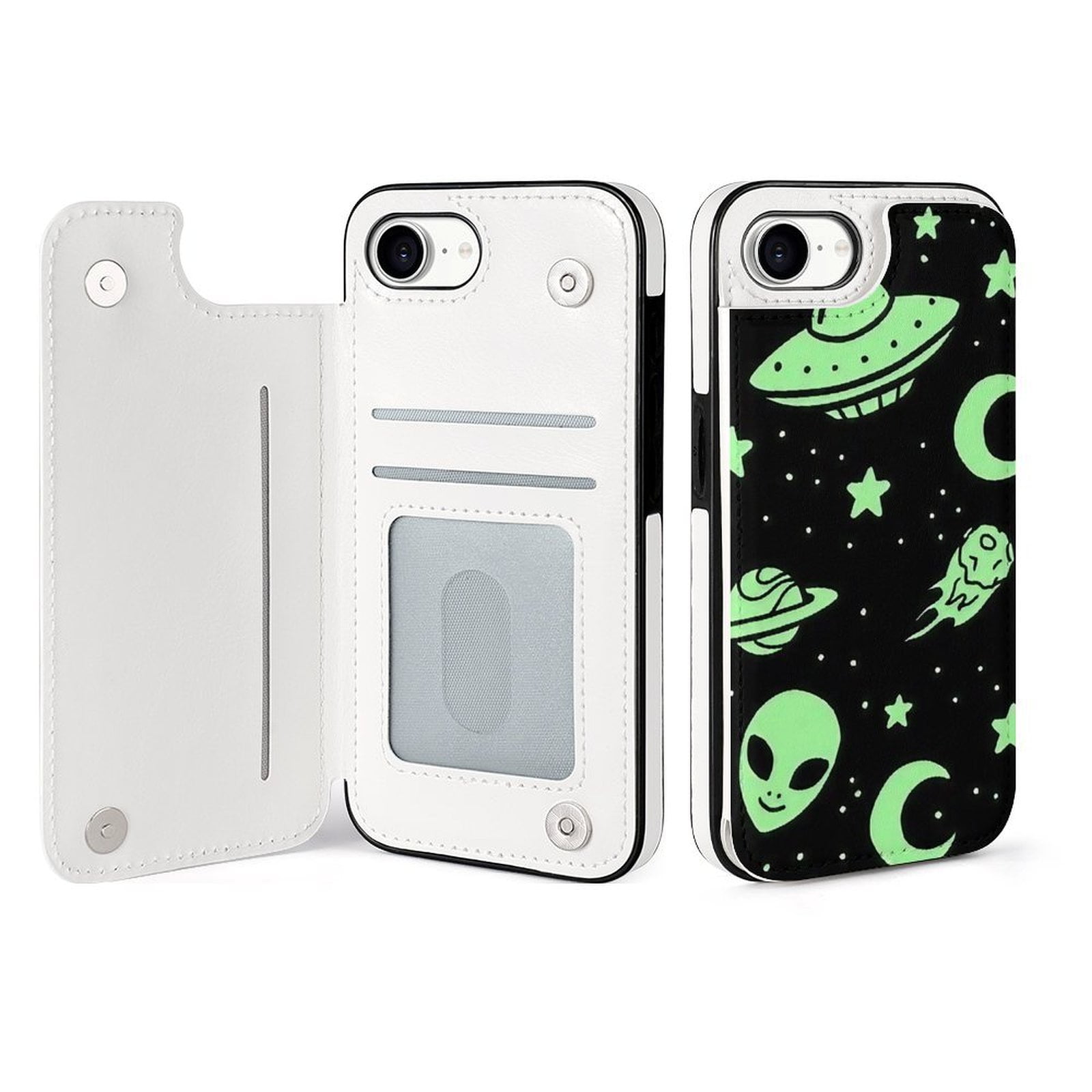 Aliens Hands UFO Space Leather Wallet Case for iPhone 16 Pro Max 16E ...