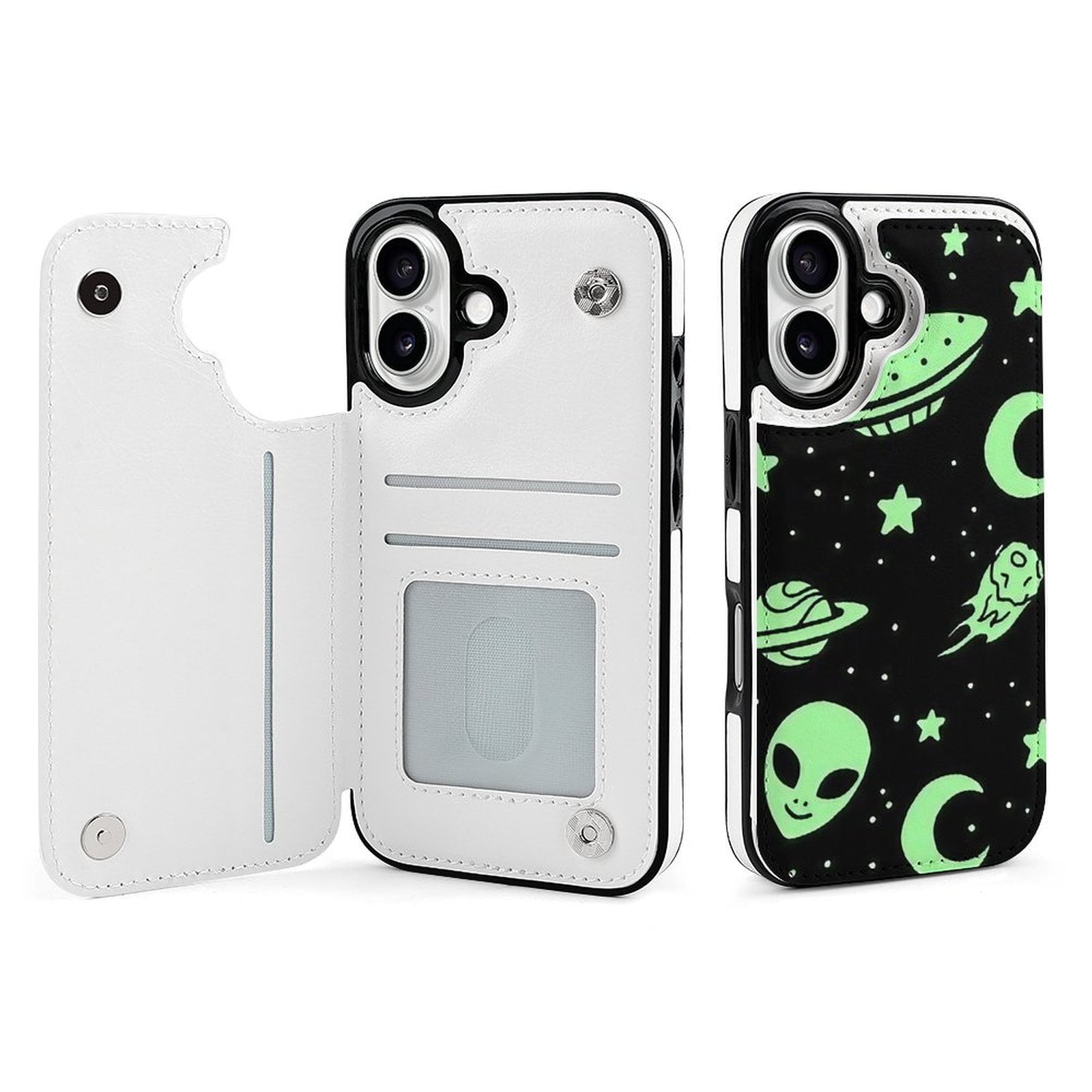 Aliens Hands UFO Space Leather Wallet Case for iPhone 16 Pro Max 16E ...