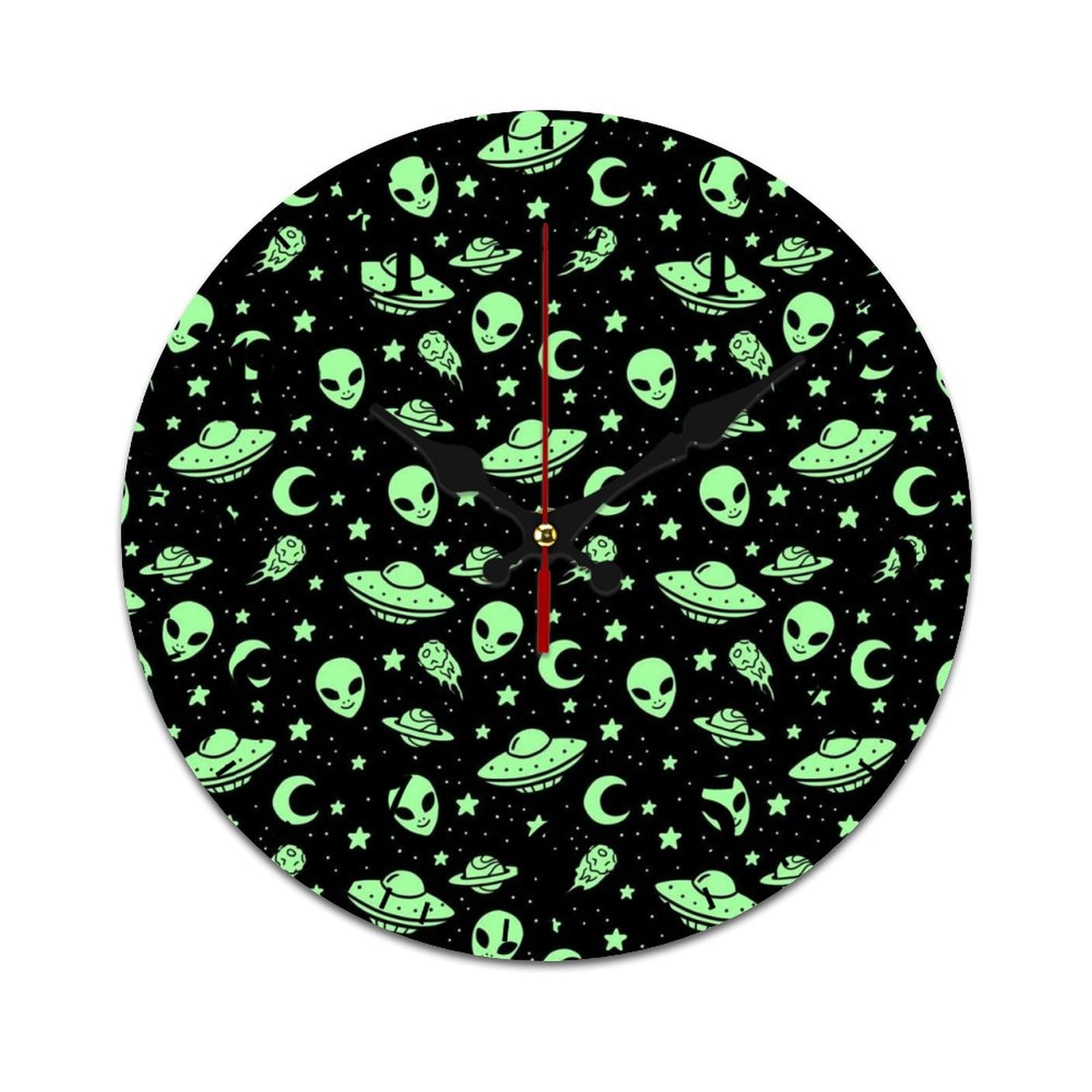 Aliens Hands UFO Space Wall Clock Modern Design Clocks Wall Hanging ...