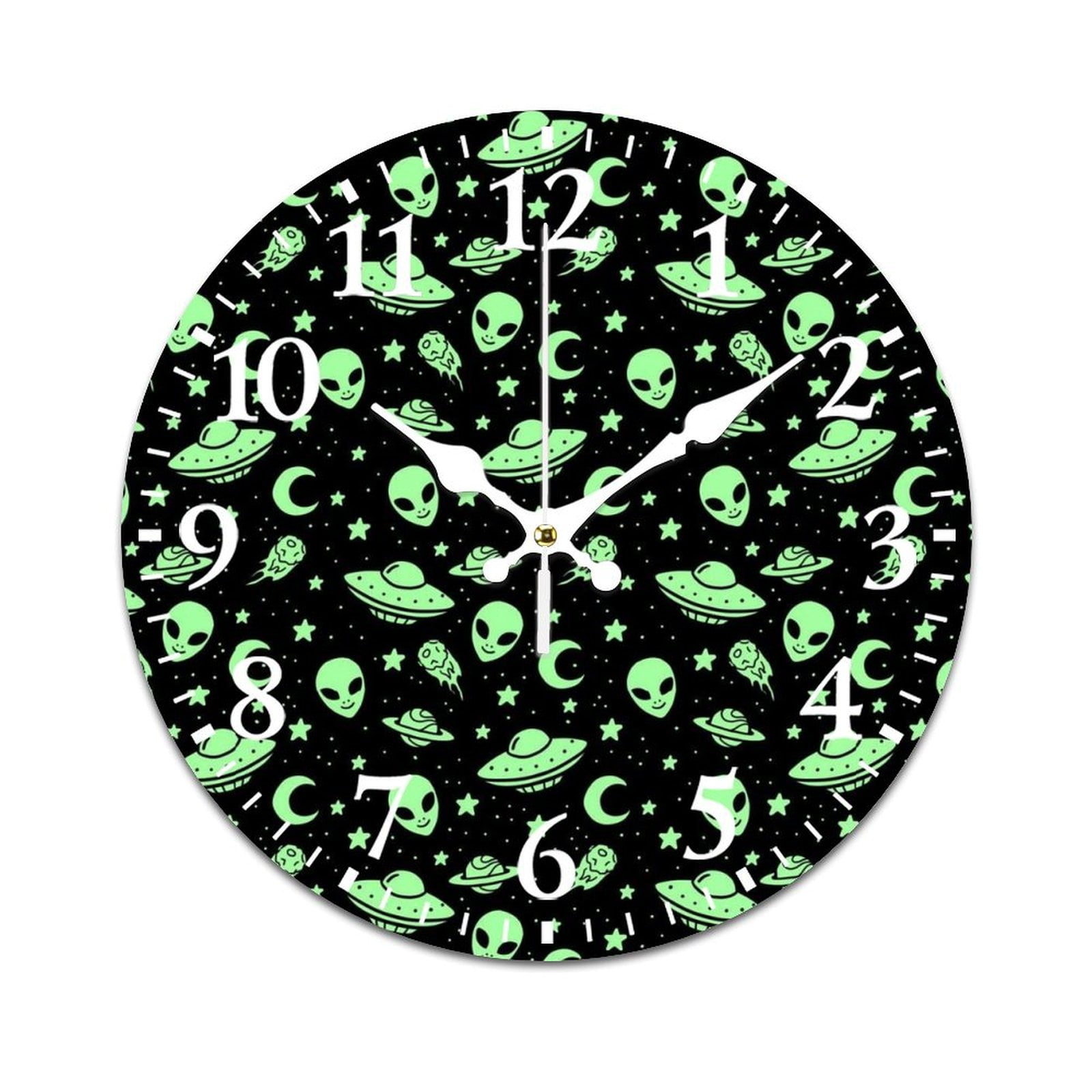 Aliens Hands UFO Space Wall Clock Modern Design Clocks Wall Hanging ...