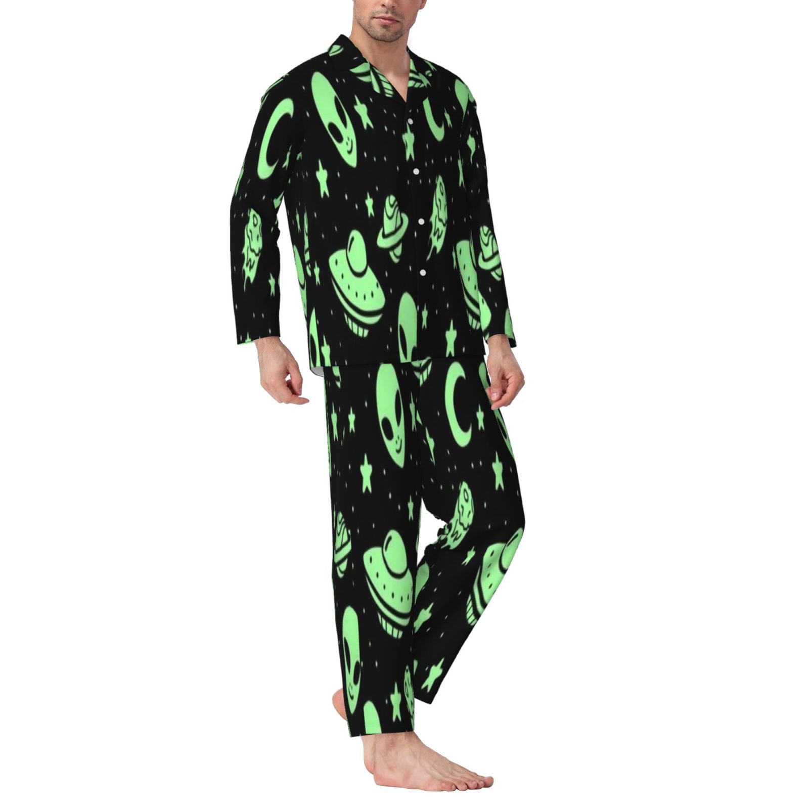 Aliens Hands Ufo Space Men'S Pajamas Set Soft Pjs Sets Sleepwear ...