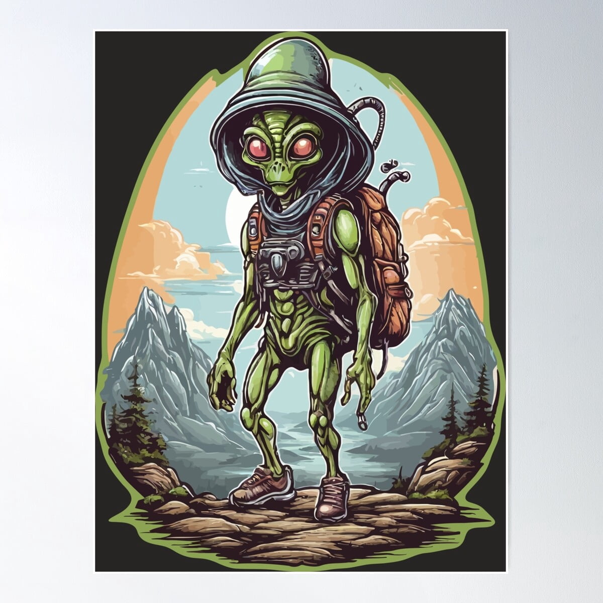 Aliens Hiking Poster Wall Art, Modern Wall Decor For Living Room ...