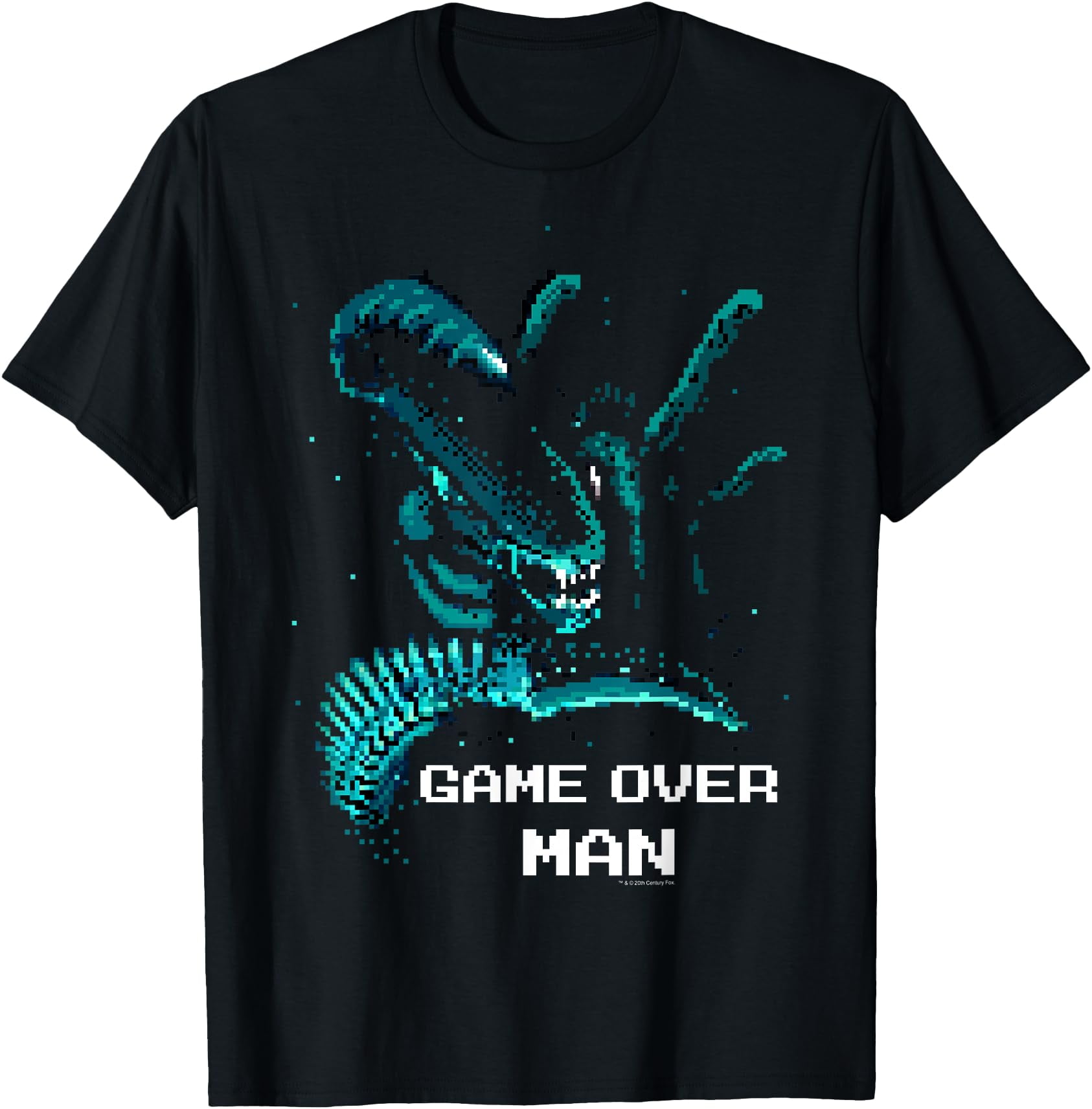Aliens Iconic Xenomorph Game Over Man Pixelated Style Logo T-Shirt ...