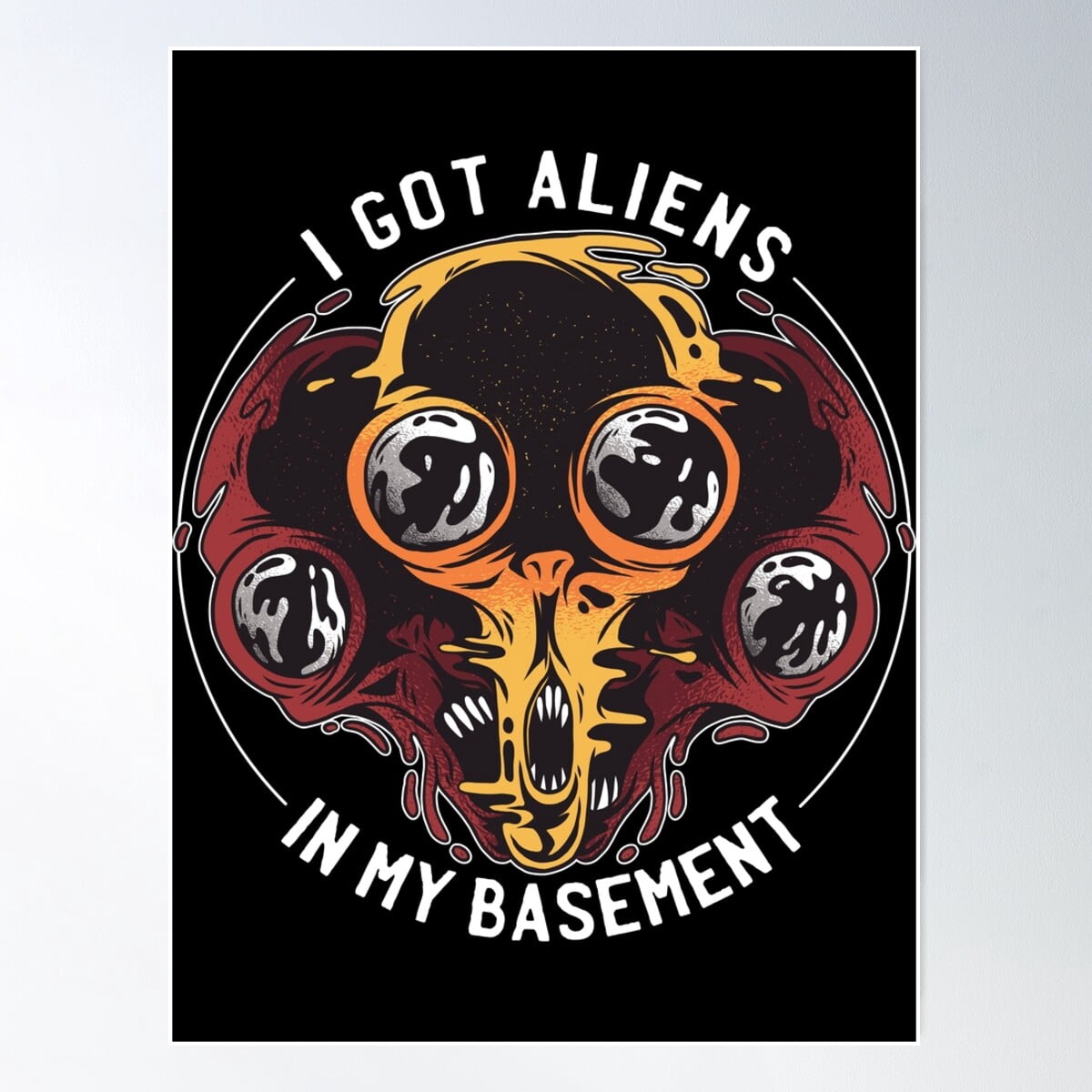 Aliens In Basement Poster Wall Art, Modern Wall Decor For Living Room ...
