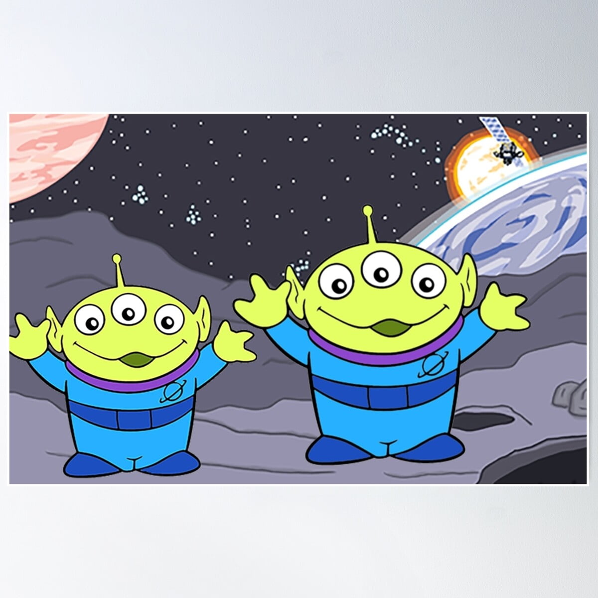 Aliens In Space Poster Wall Art, Modern Wall Decor For Living Room ...