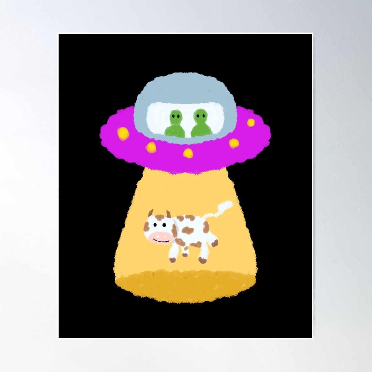 Aliens Kidnapped A Cow Poster Wall Art, Modern Wall Decor For Living ...