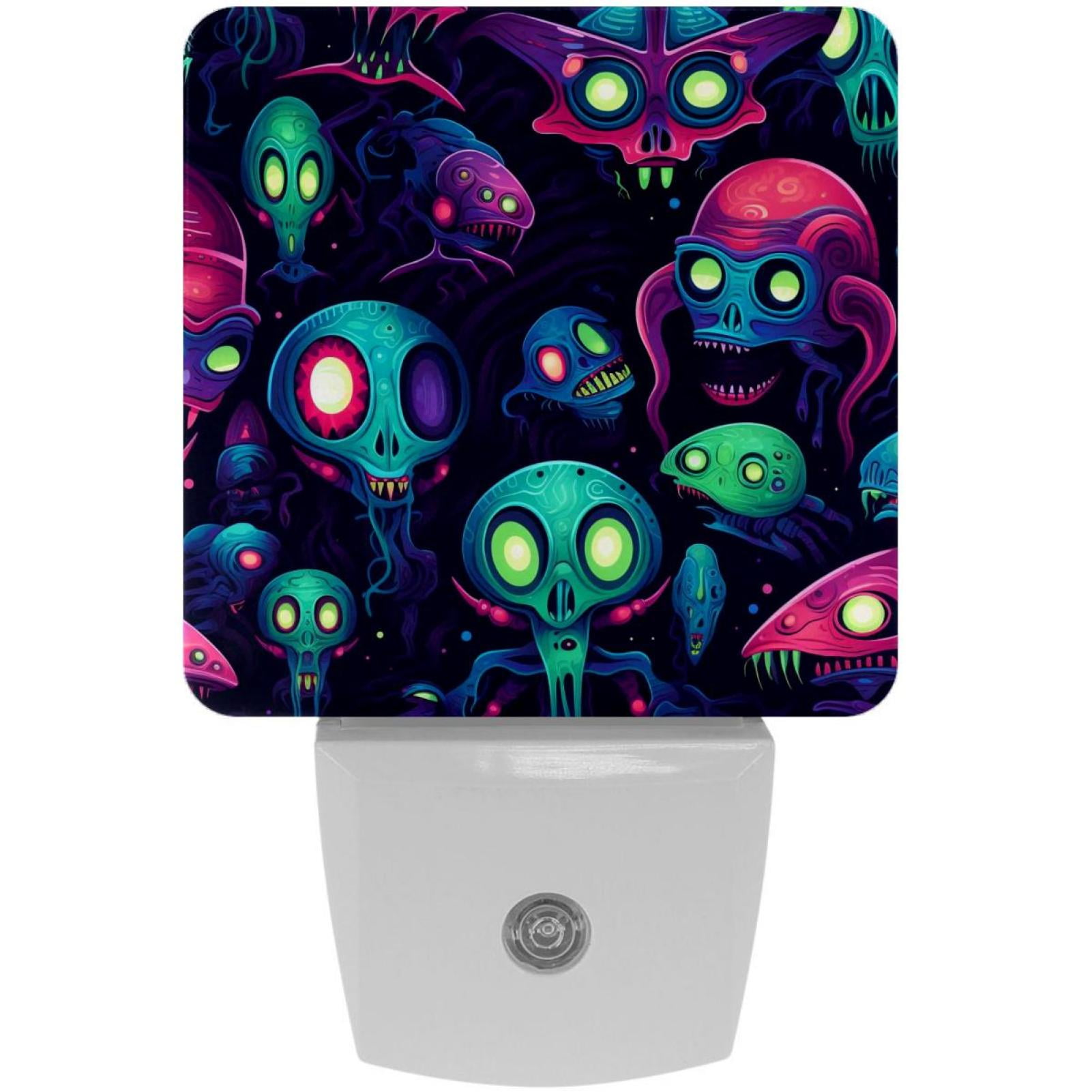 Aliens LED Square Night Lights - Portable and Stylish for Bedroom and ...