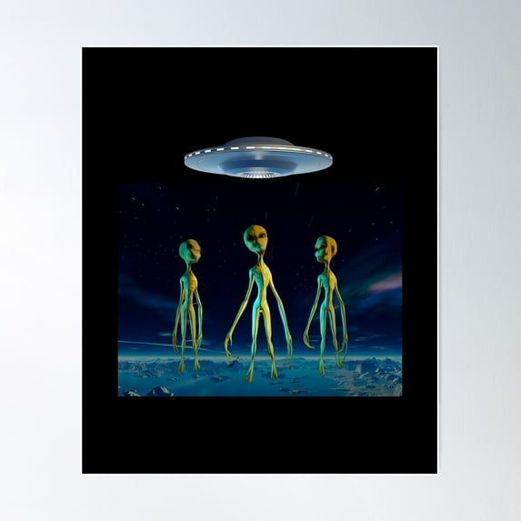 Aliens Landing Poster Wall Art, Modern Wall Decor For Living Room ...