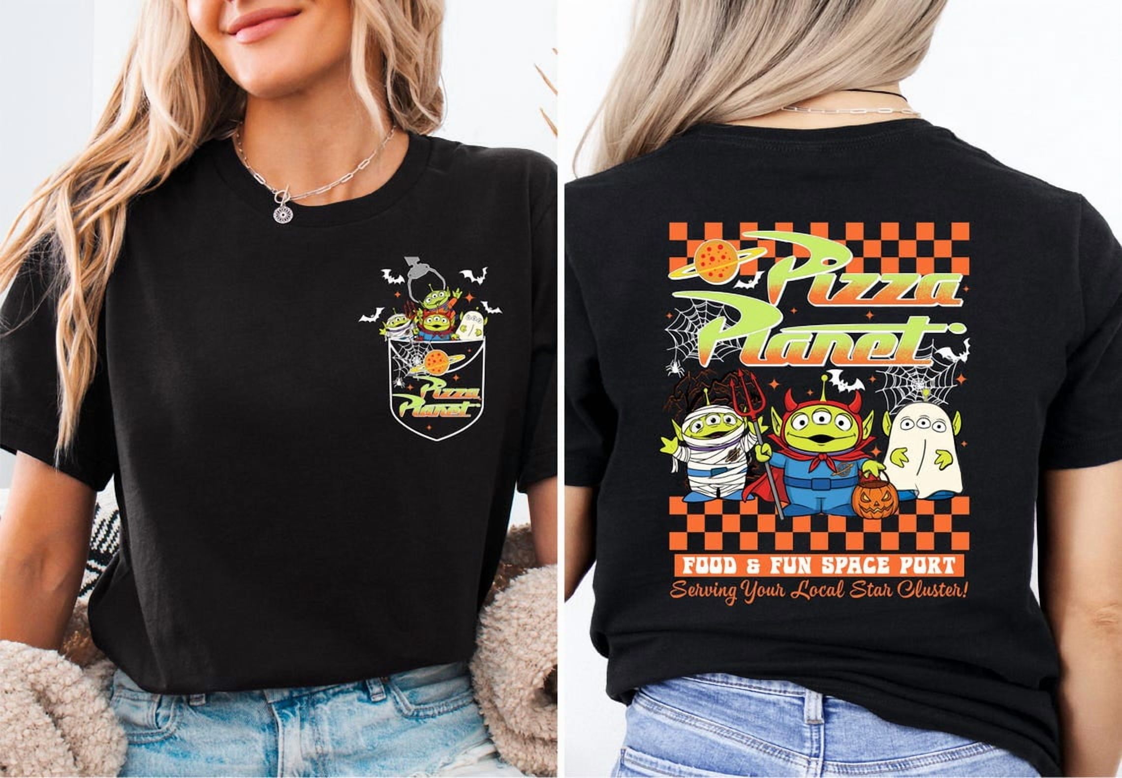 Aliens Pizza Planet Halloween T-Shirt, Toy Story Alien Spooky Season ...