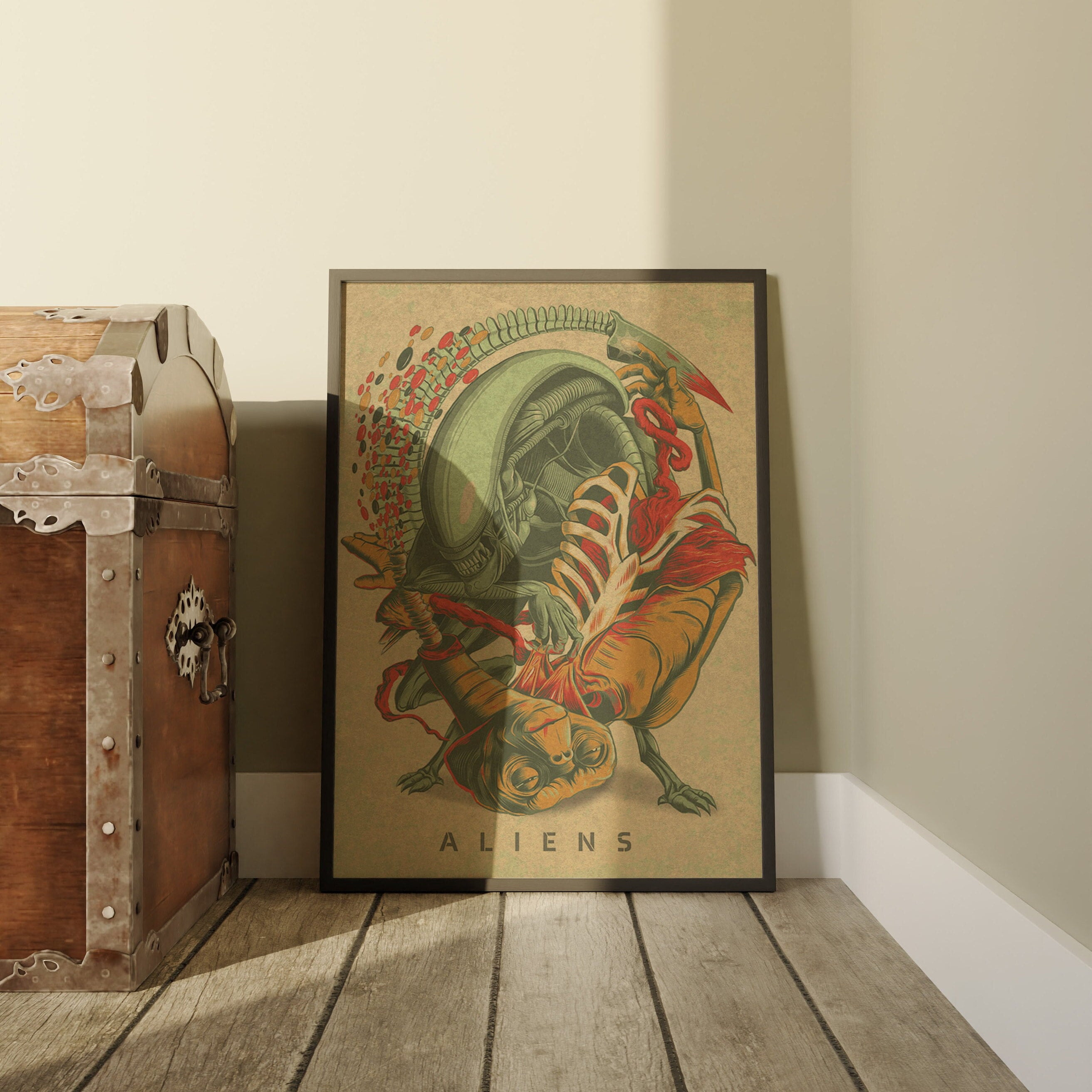 Aliens Poster, Ellen Ripley Wall Art, Kraft Paper Print, Cult Film ...