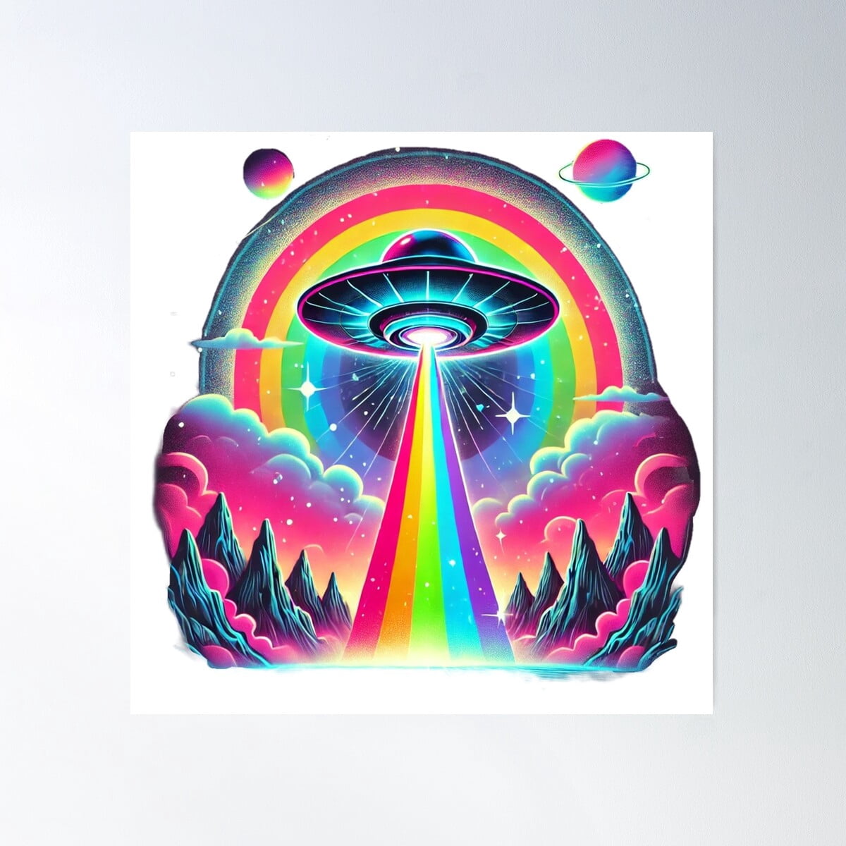 Aliens Rainbow, Aliens, Rainbow, Colours Poster Wall Art, Modern Wall ...