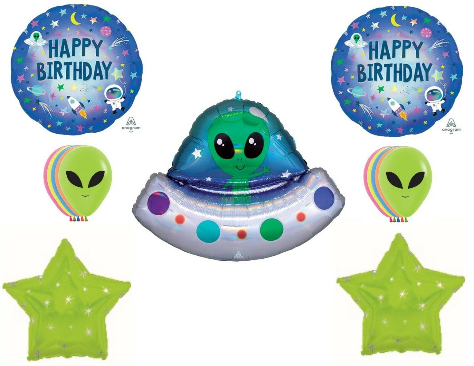 Aliens Spaceship Happy Birthday party balloons Decoration Supplies ...