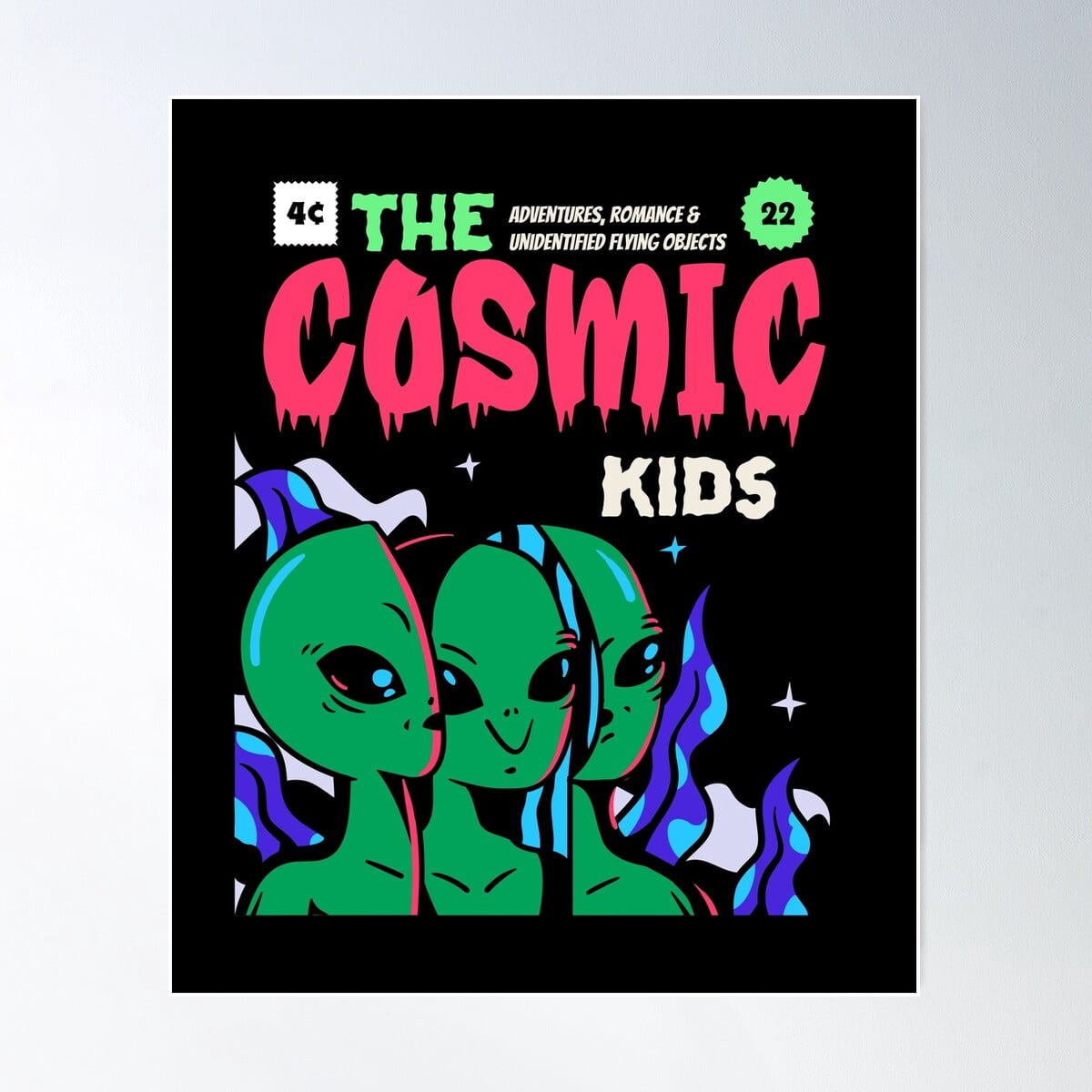 Aliens - The Cosmic Kids - Ufo Poster Wall Art, Modern Wall Decor For ...