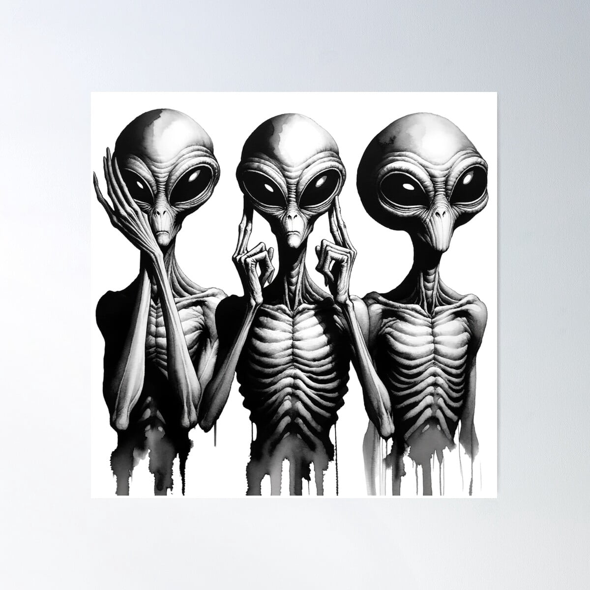 Aliens Thinks Alien_Abduction Small Alien Poster Wall Art, Modern Wall ...