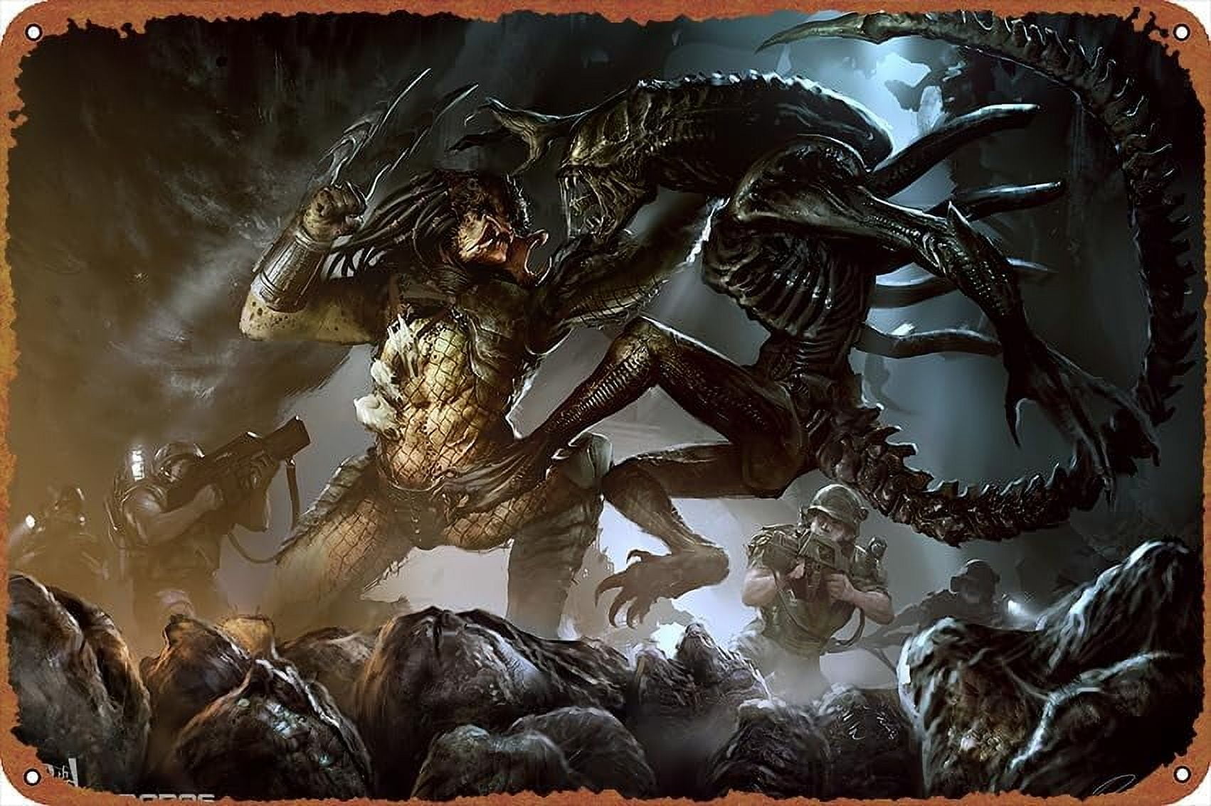 Aliens Vs Predator Alien Video Game Vintage Metal Sign Tin Sign Poster ...