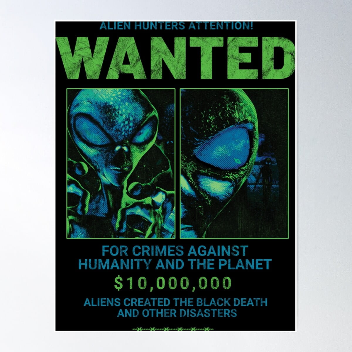 Aliens Wanted Poster Wall Art, Modern Wall Decor For Living Room ...