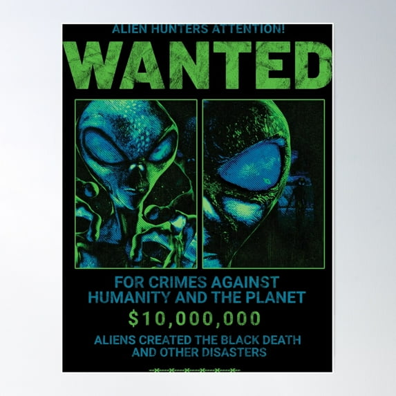 Aliens Wanted Poster Wall Art, Modern Wall Decor For Living Room ...