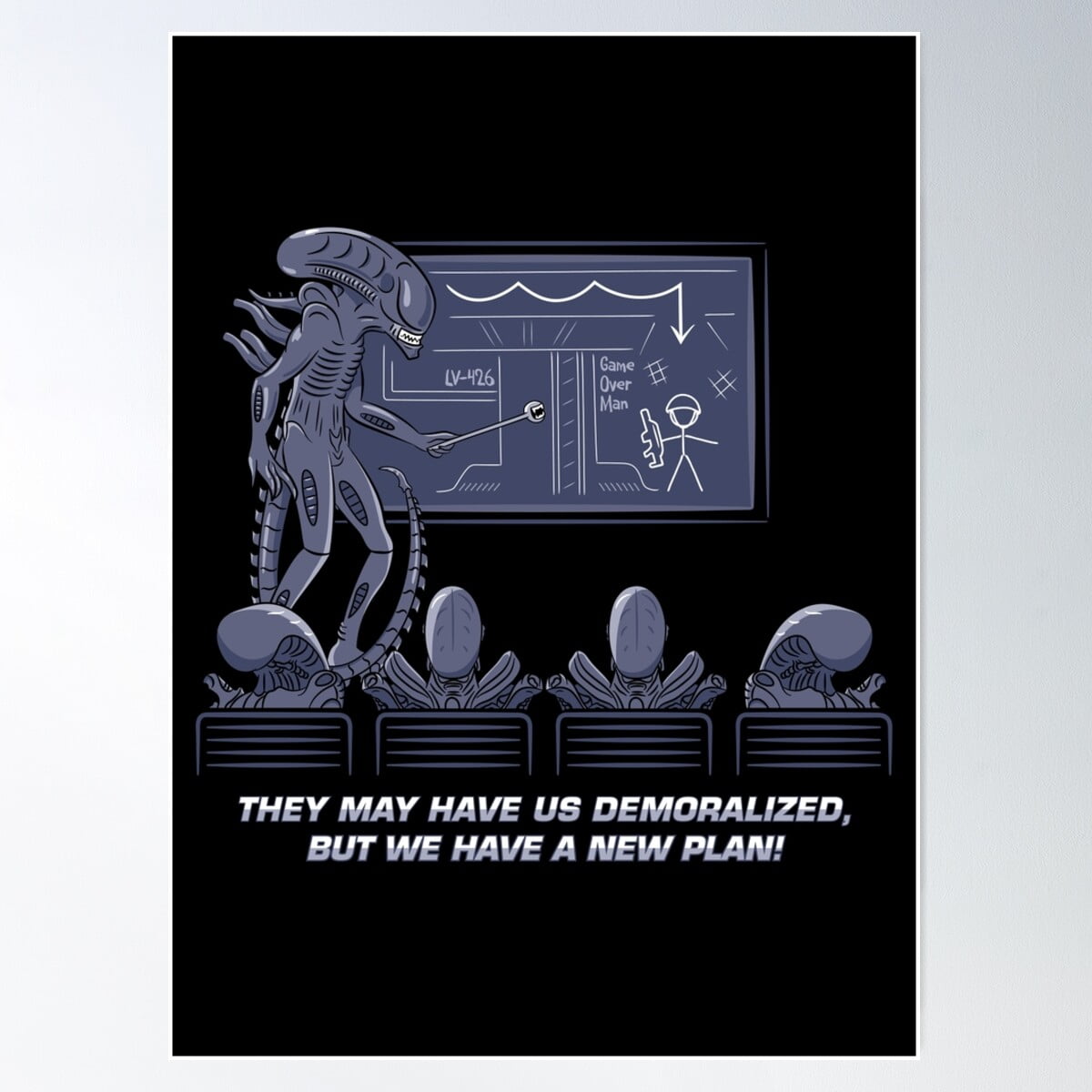 Aliens Xenomorph Meeting - Funny Poster Wall Art, Modern Wall Decor For ...